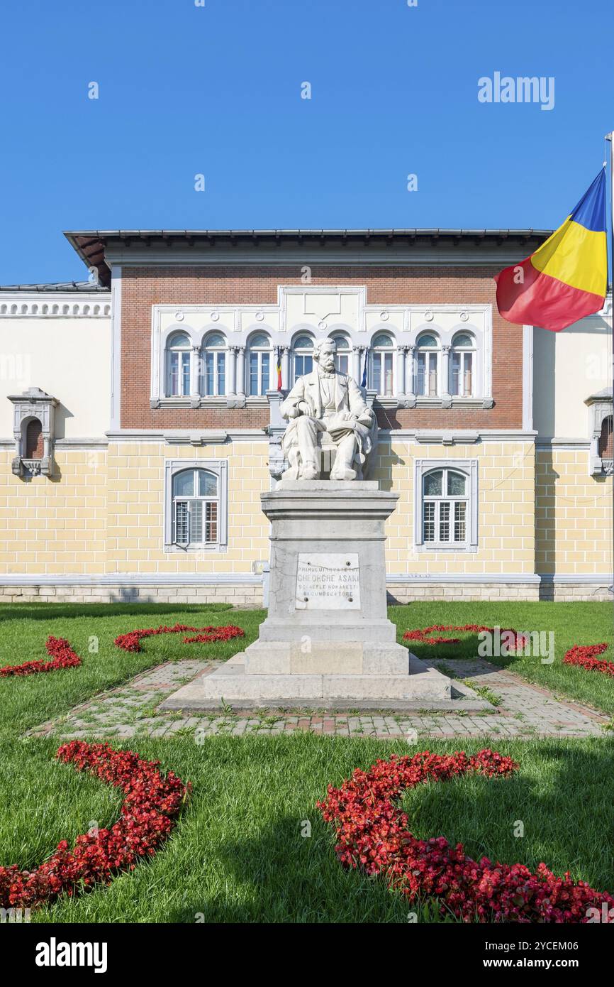 Gheorghe Asachi statue and Primary School Gheorghe Asachi in Iasi, Romania. He was one of the ...