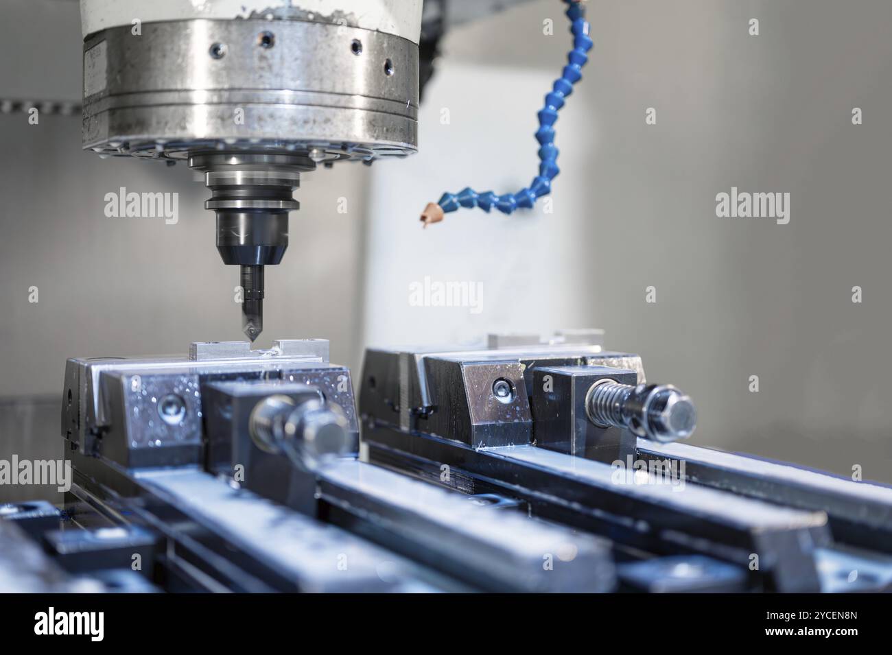 Process working of CNC turning, cutting, milling metal. Industrial ...