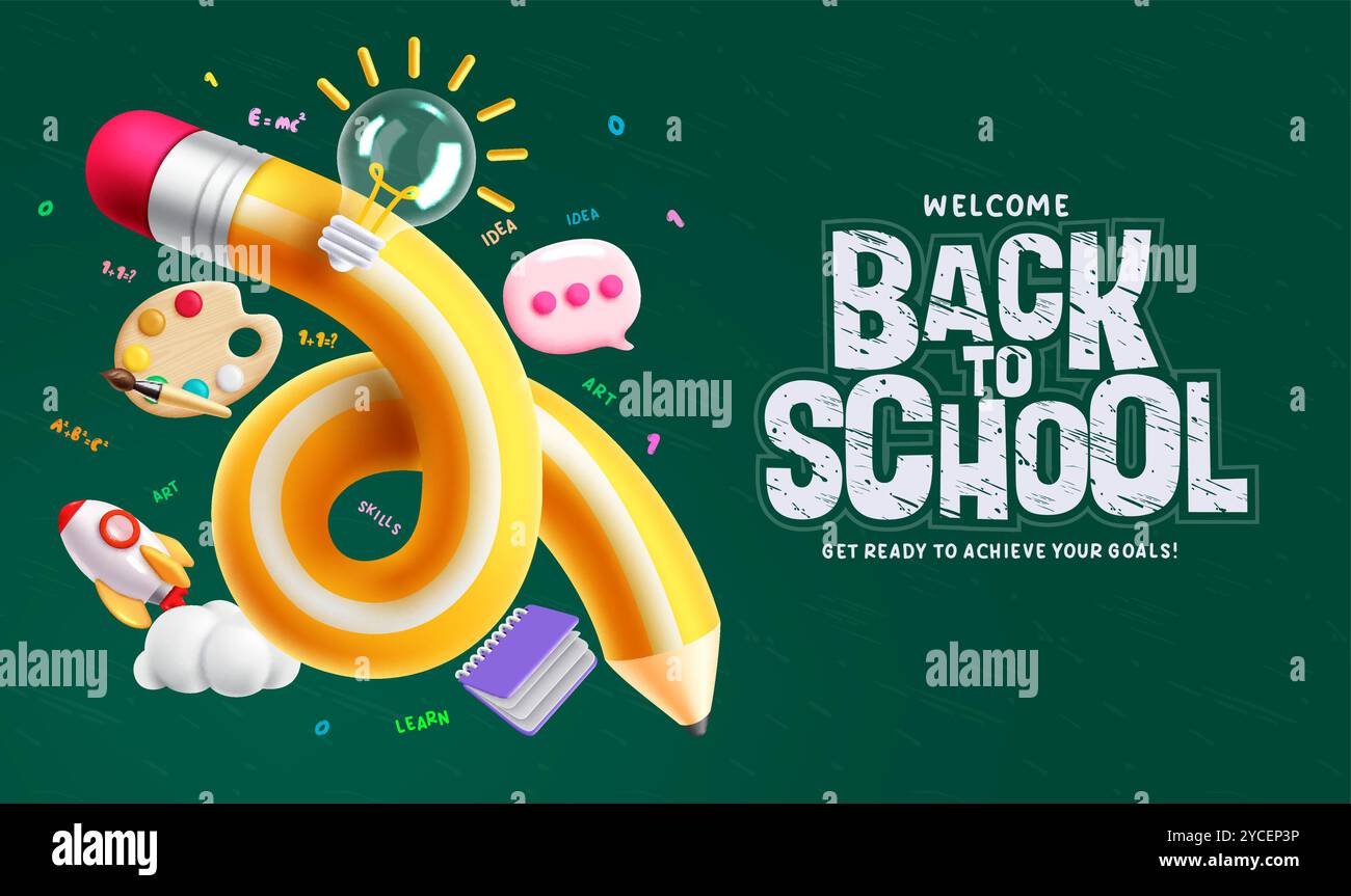 Back to school vector concept design. Back to school greeting text with ...