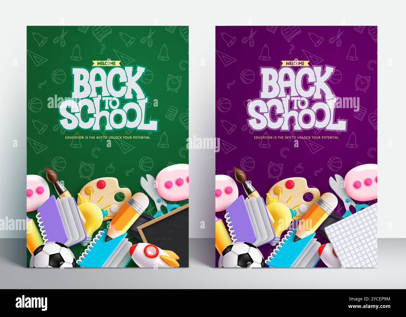 Back to school vector set design. Back to school greeting text with ...