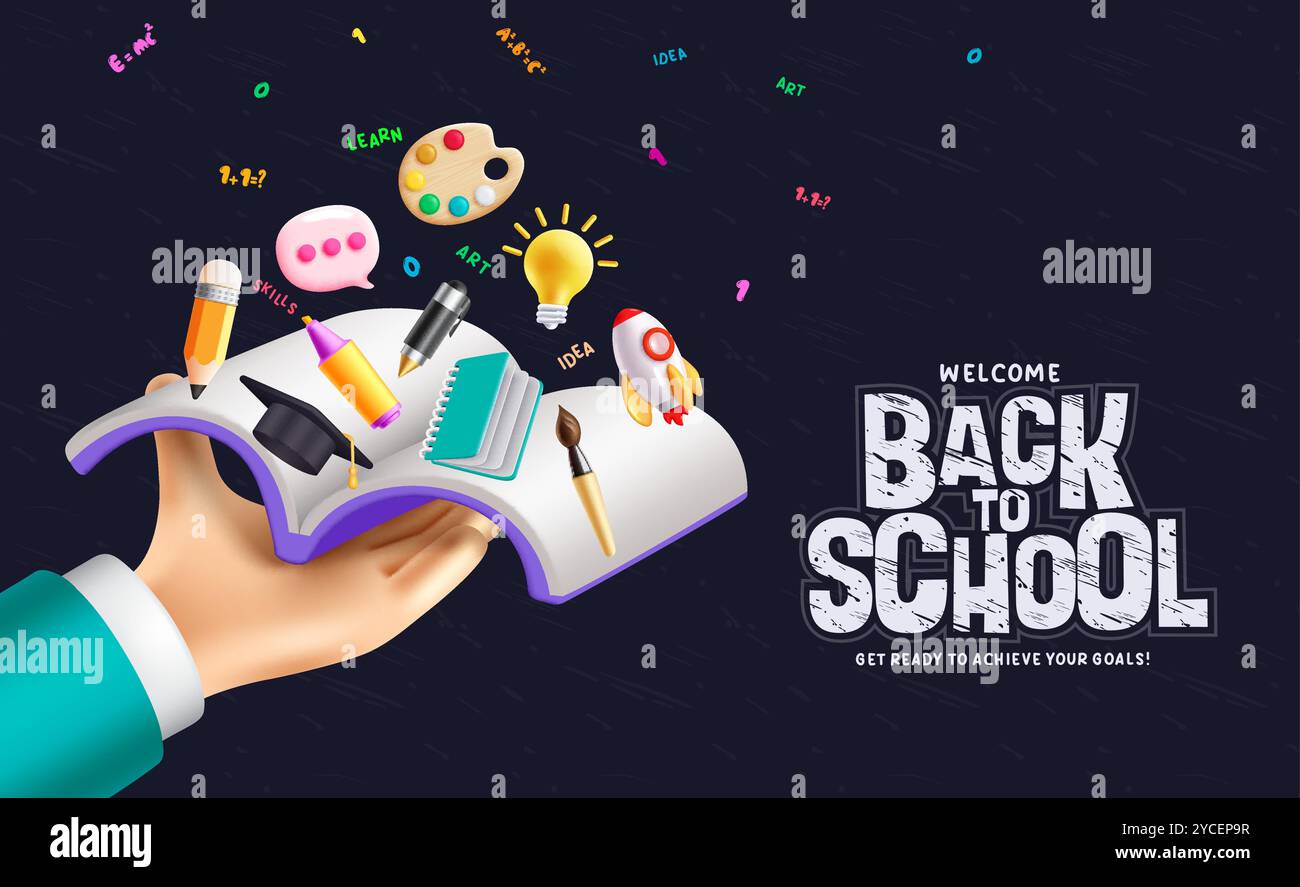 Back to school vector concept design. Welcome back to school greeting ...