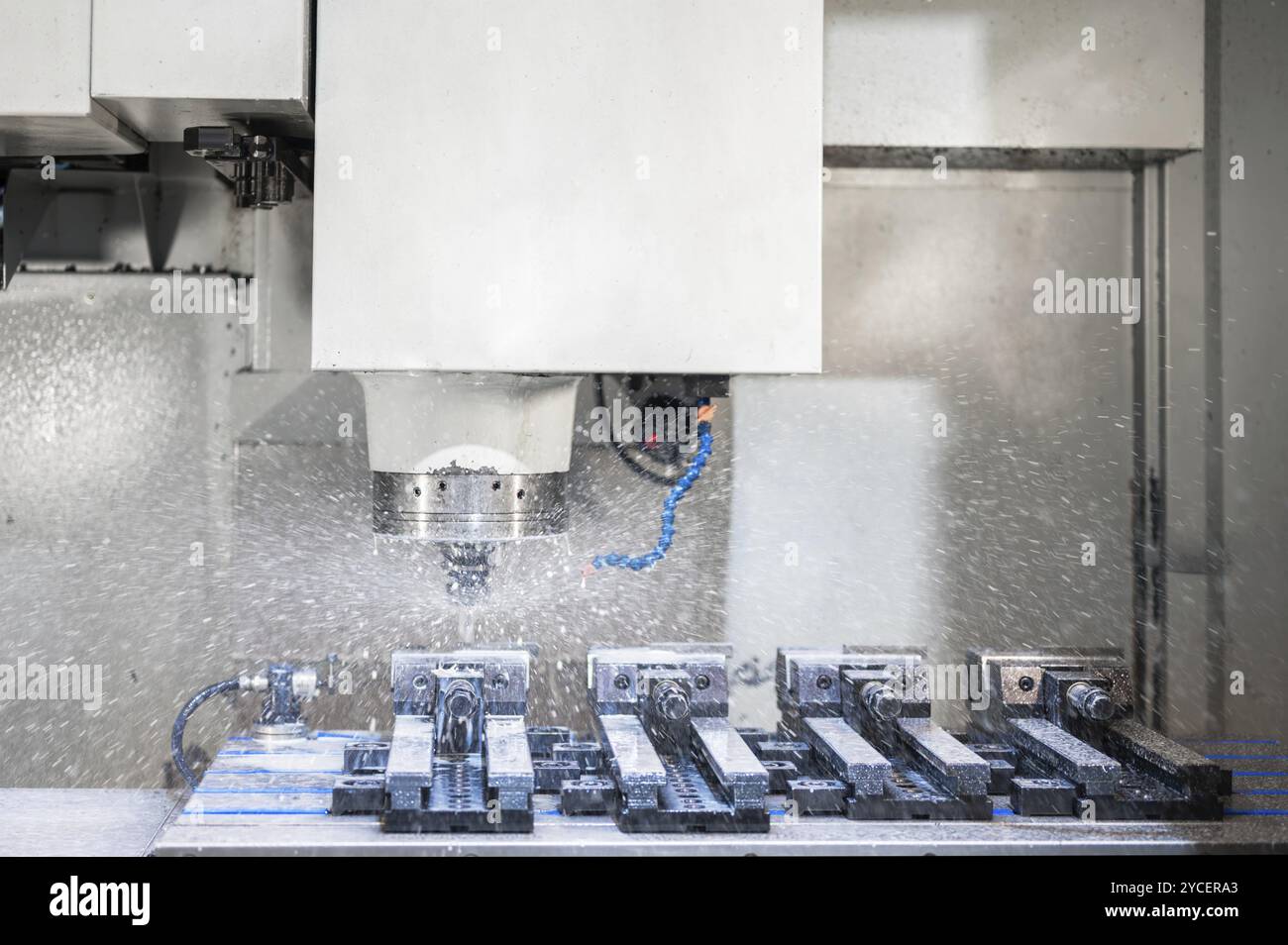 Process working of CNC turning, cutting, milling metal. Industrial ...