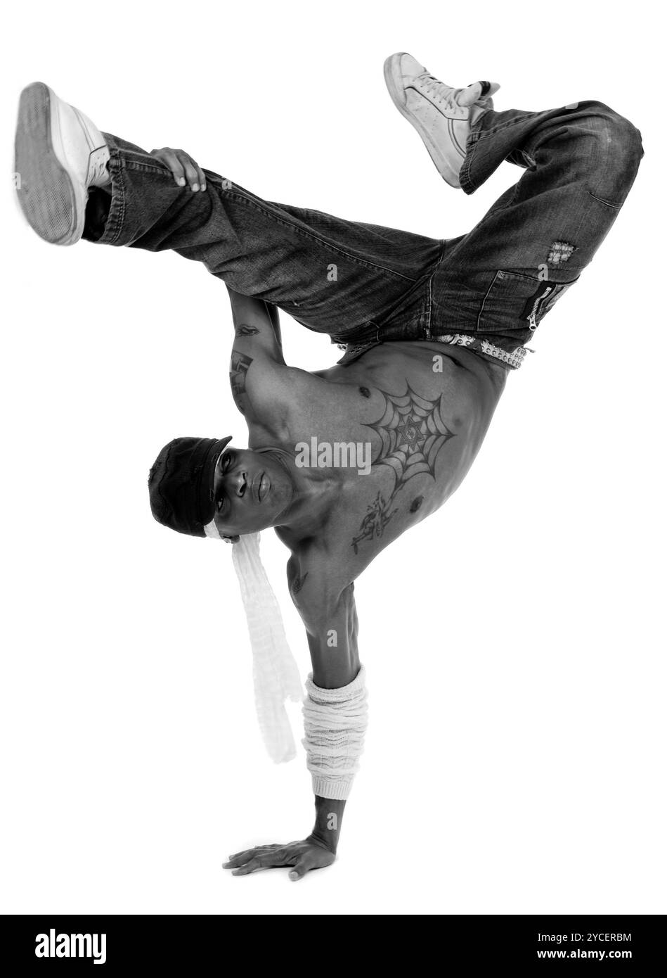 Hip hop dancer freezed his movements on isolated white background Stock ...