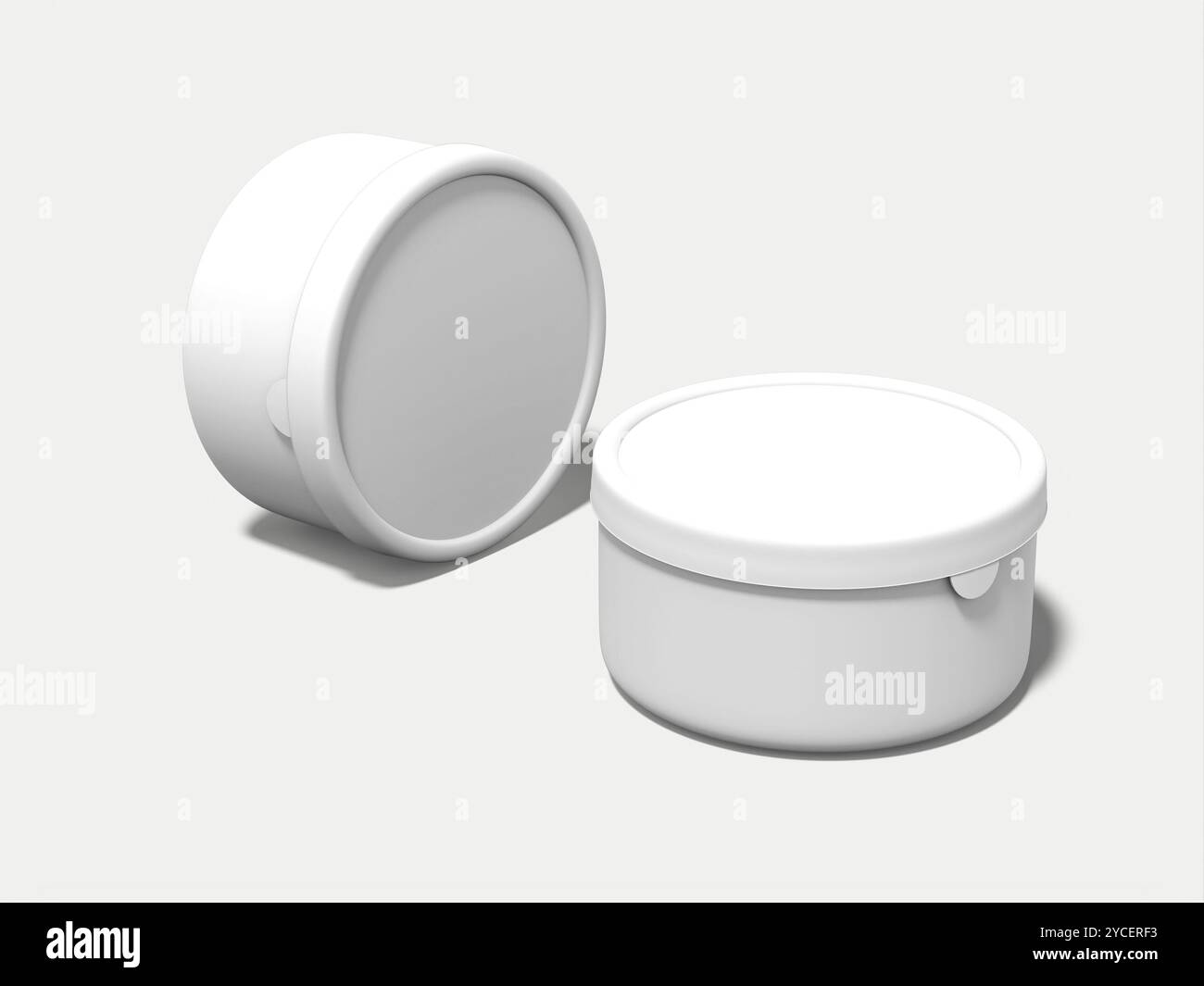 White Blank Cylinder Lunch Box Mockup 3D Isolated Stock Photo - Alamy