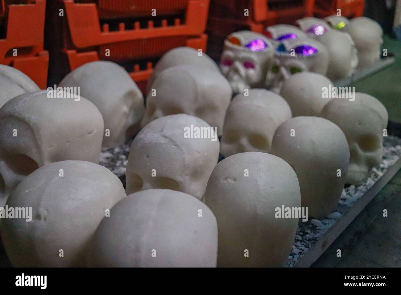 Day of the Dead Sugar Skulls Production Clay molds for sugar skulls are ...