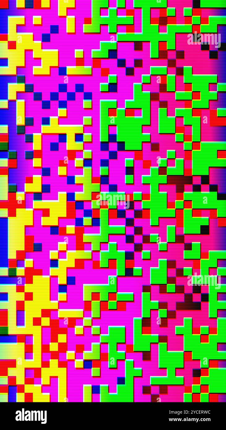 Abstract rainbow noise square pixel texture video screen Tv pattern ...