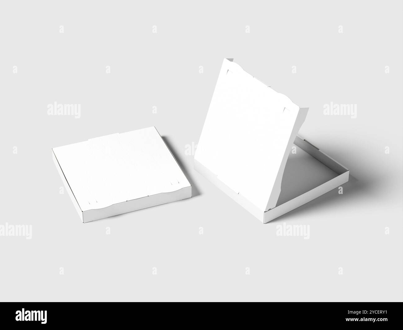 Modern White Blank Pizza Box Packaging With Handle 3D Mockup Stock ...