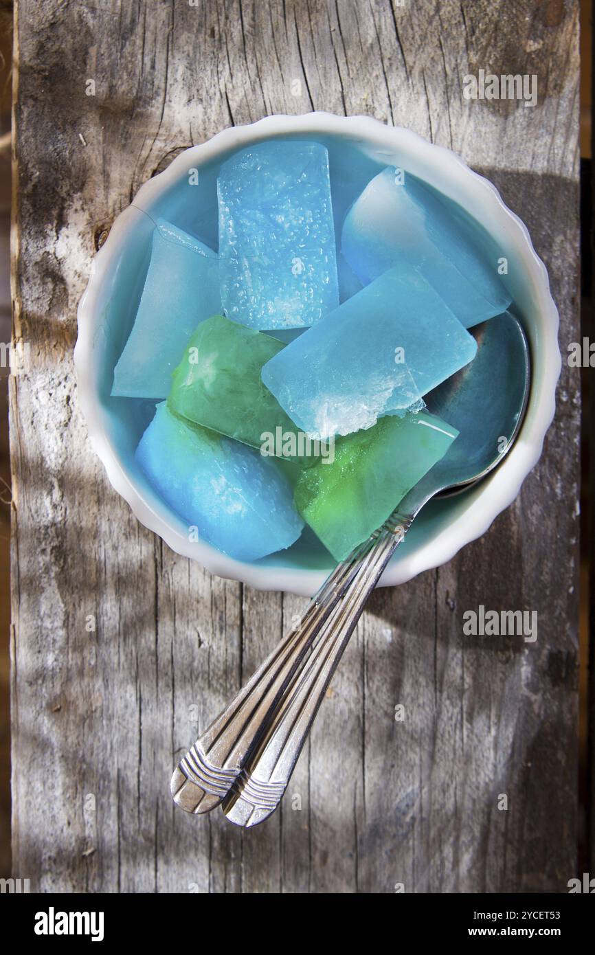 Presentation of the different colors of ice cubes Stock Photo - Alamy