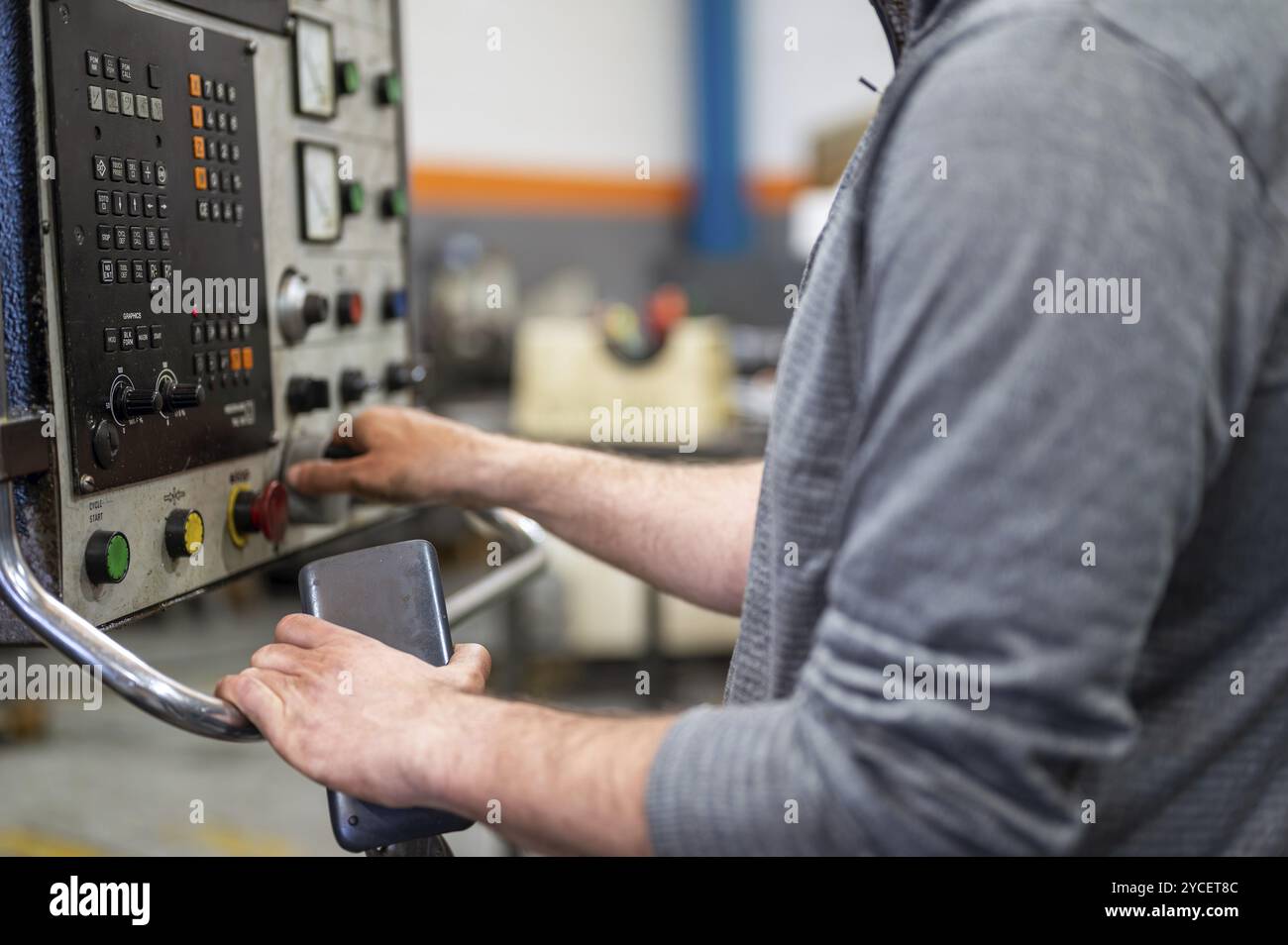 Worker presses key on control hi-res stock photography and images - Alamy