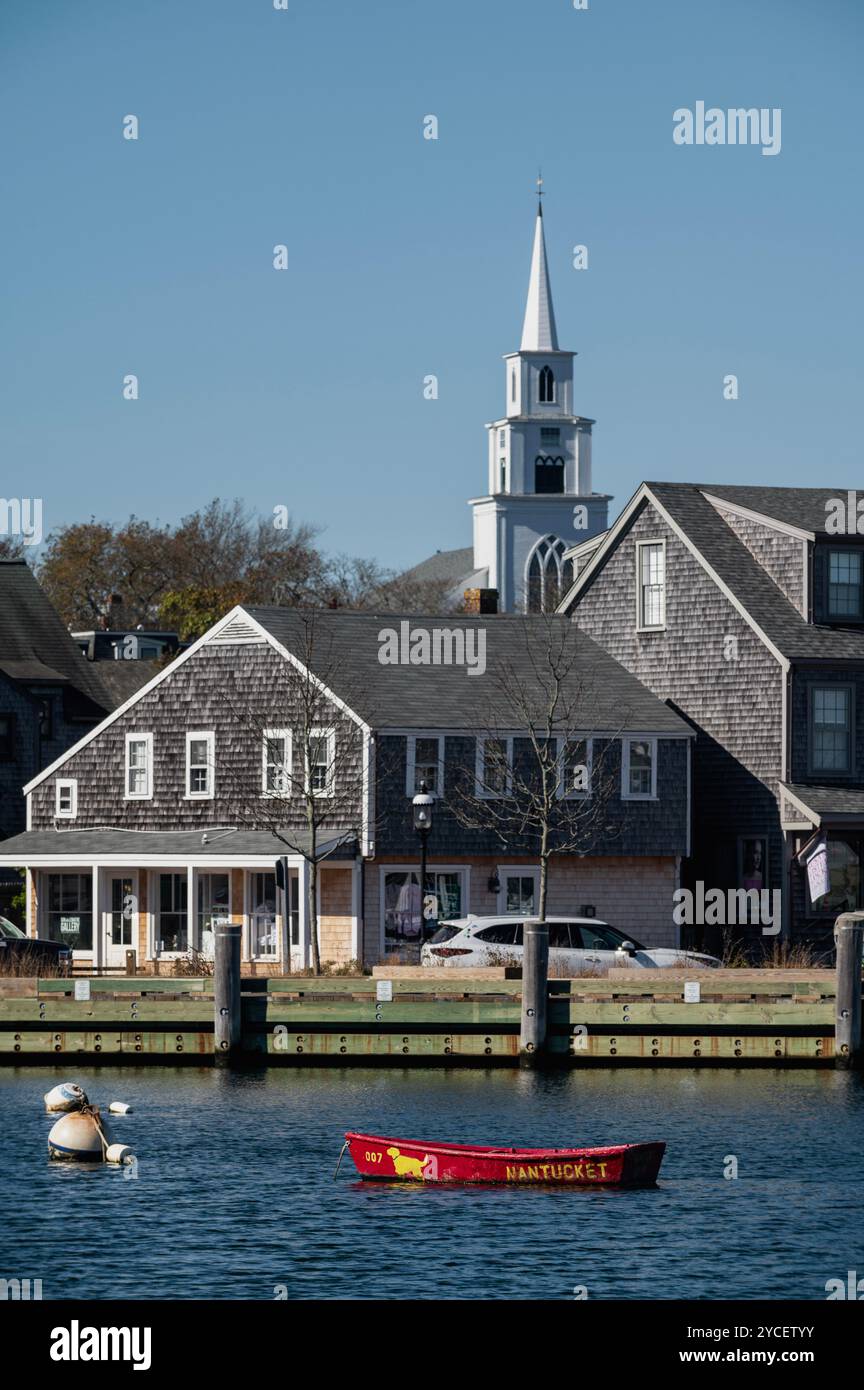 NANTUCKET ISLAND, MASSACHUSETTS OCTOBER 5., 2023 - Small Red Boat ...