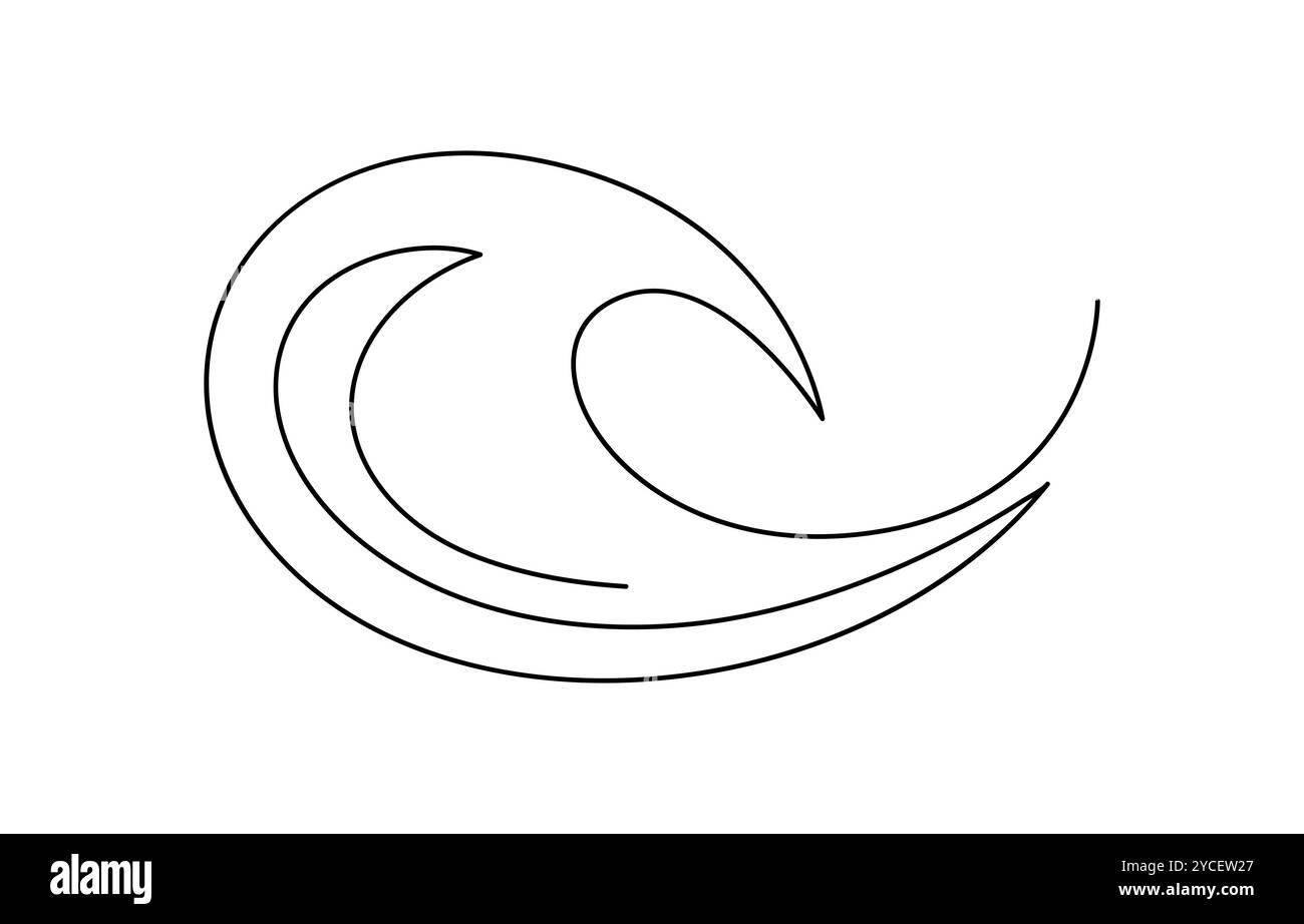One single line simple ocean wave drawing. Sea wave continuous line ...