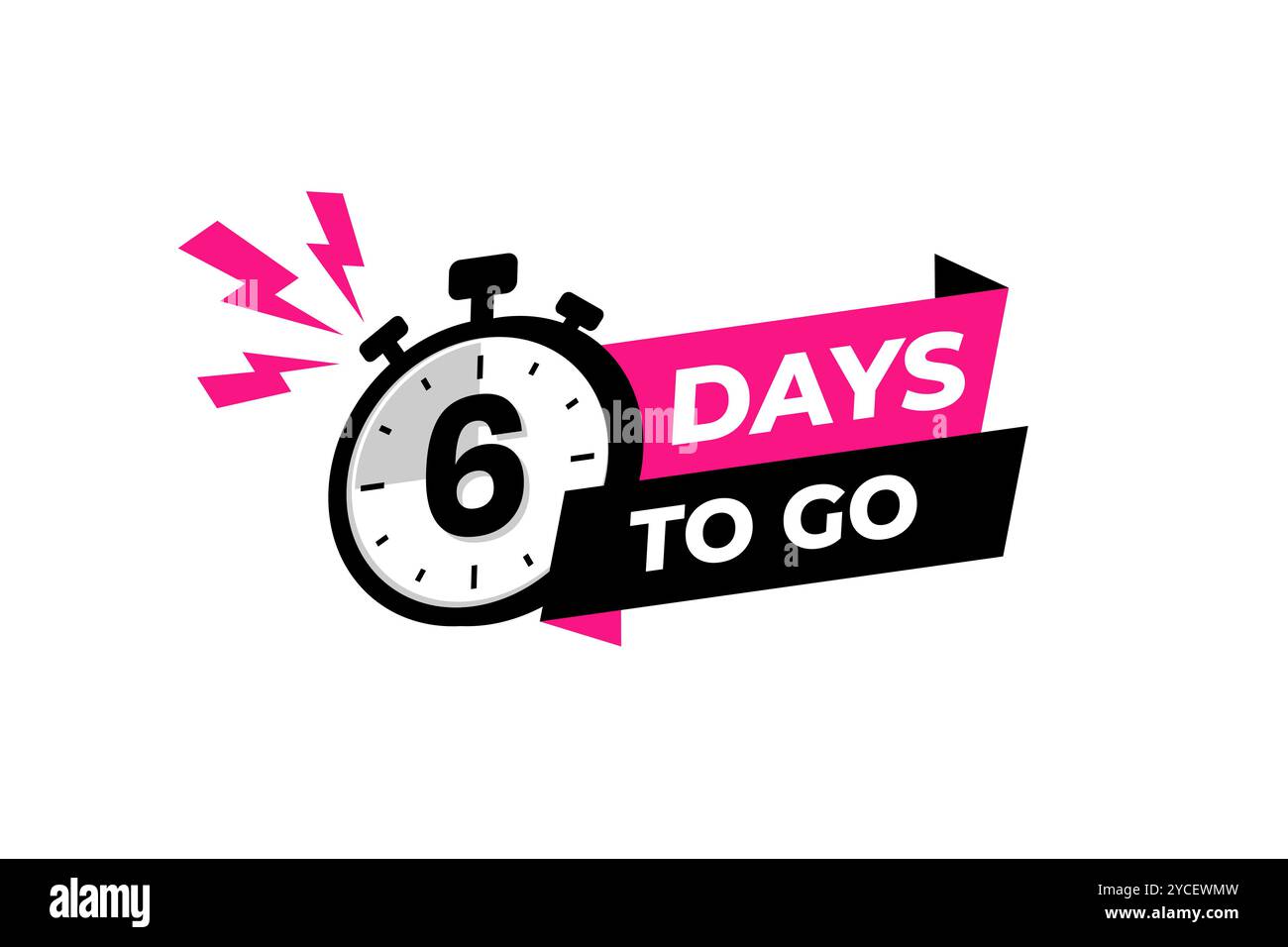 6 days to go banner label, countdown timer sticker vector illustration ...