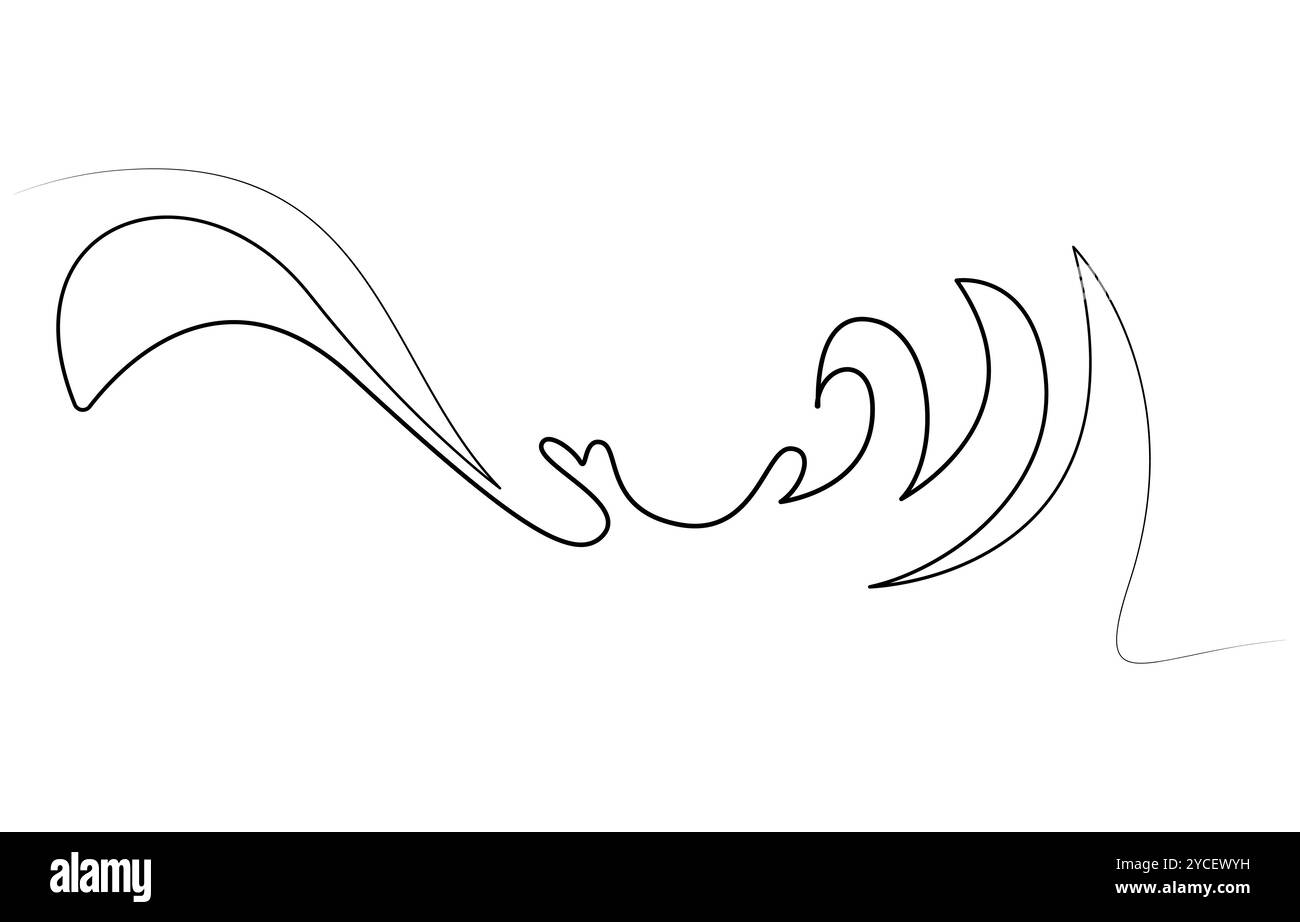 One single line simple ocean wave drawing. Sea wave continuous line ...