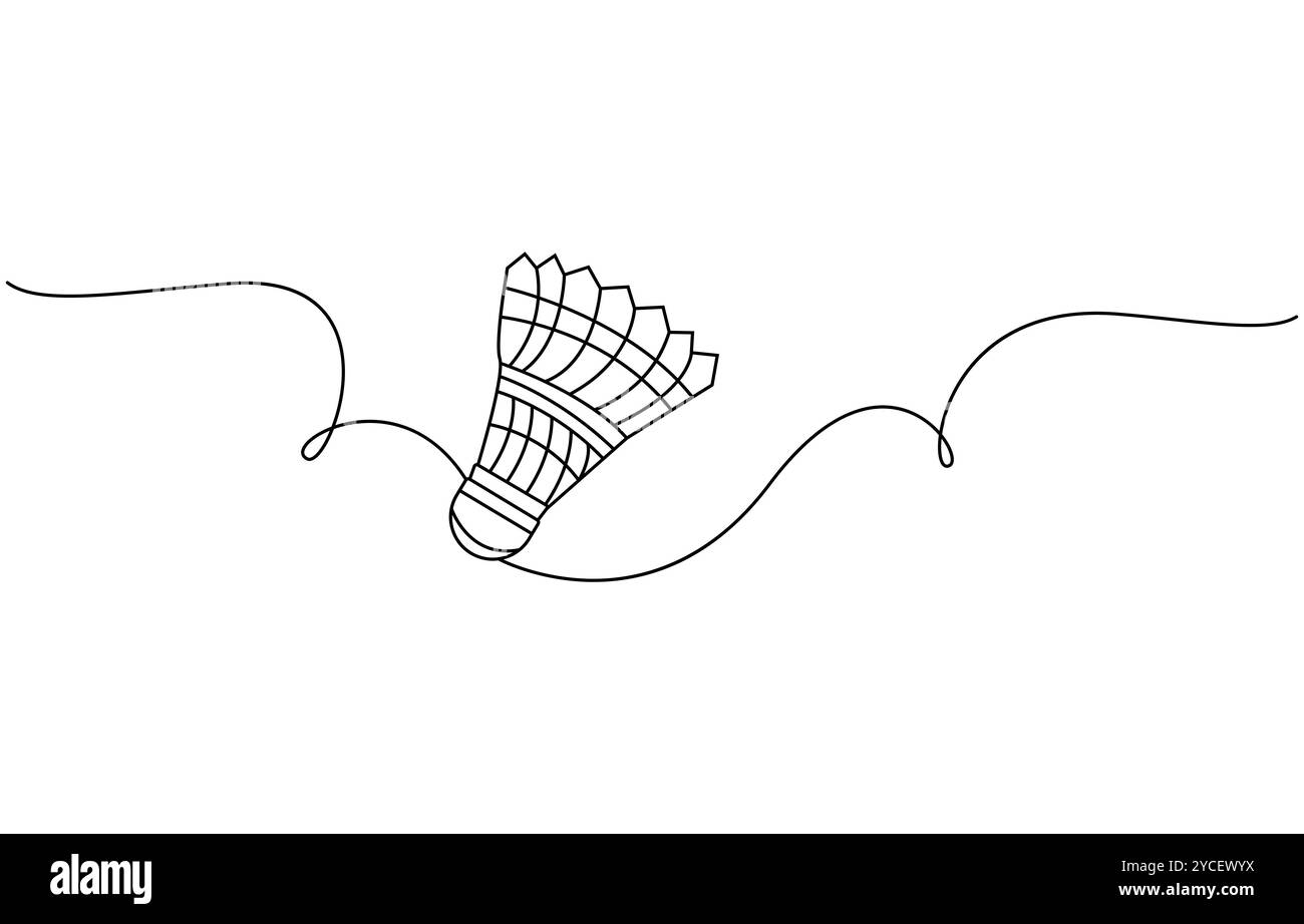 One continuous single line of badminton for sport theme isolated on ...