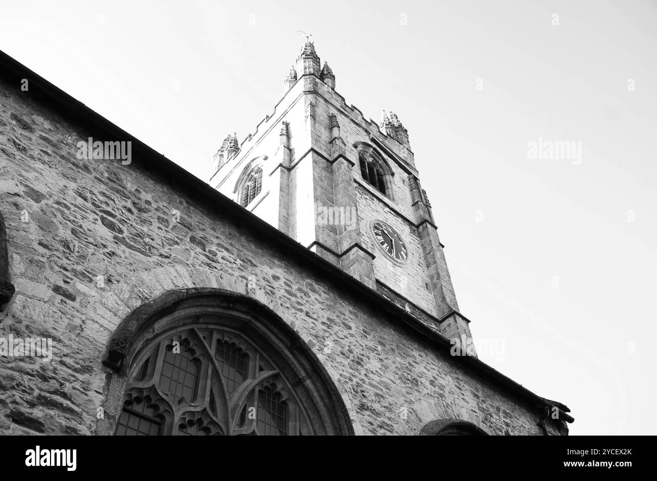 Stone church in town Black and White Stock Photos & Images - Alamy