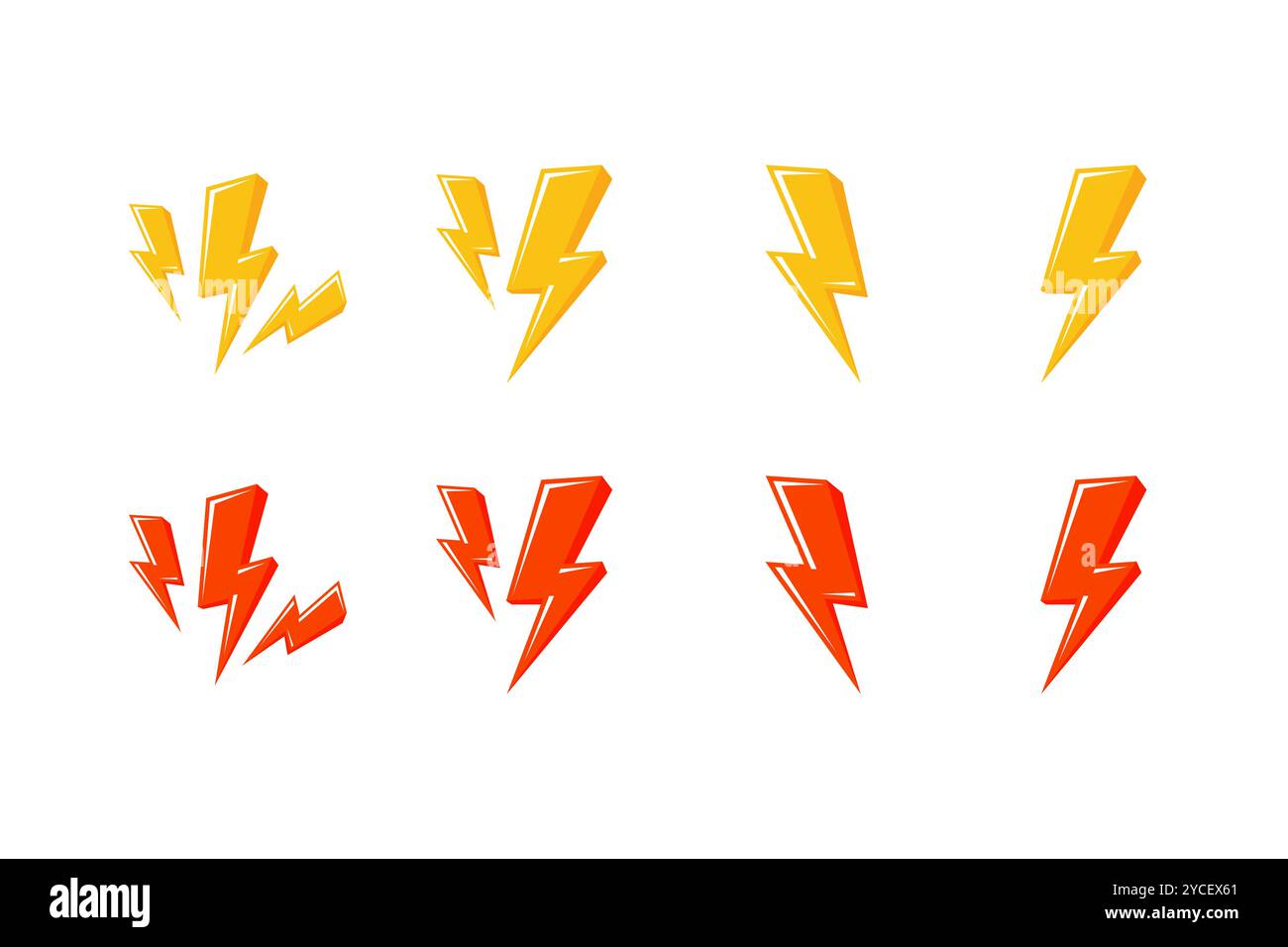 Lightning Bolt Icons Set. Vector lightning icon in yellow and red color Stock Vector Image & Art ...