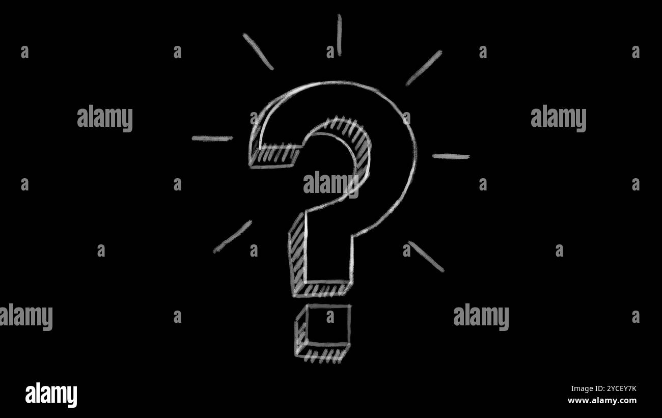 Animated question mark, black chalk section, ideal for compositing, use ...