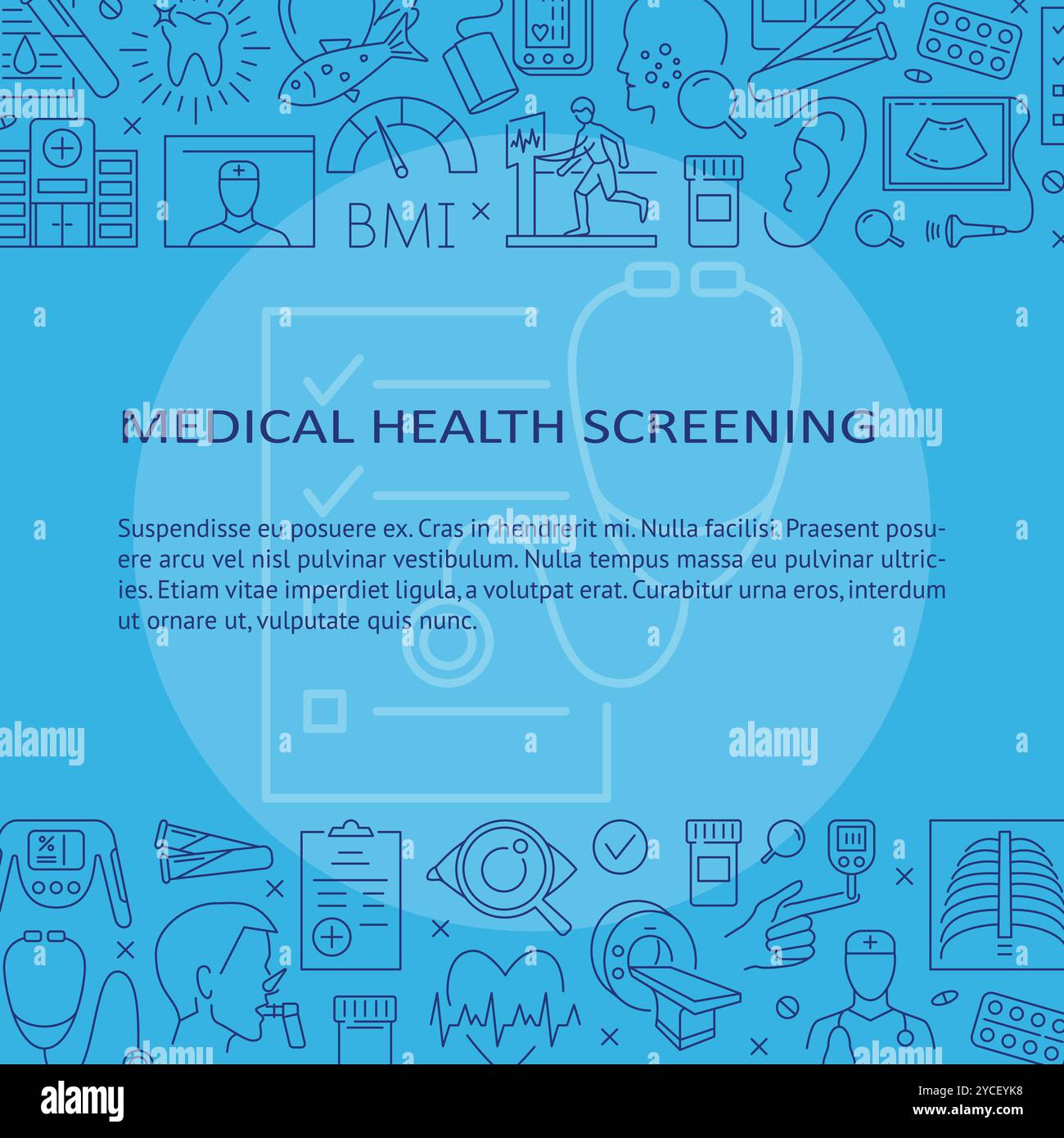 Medical health screening banner template in line style. Healthcare and ...