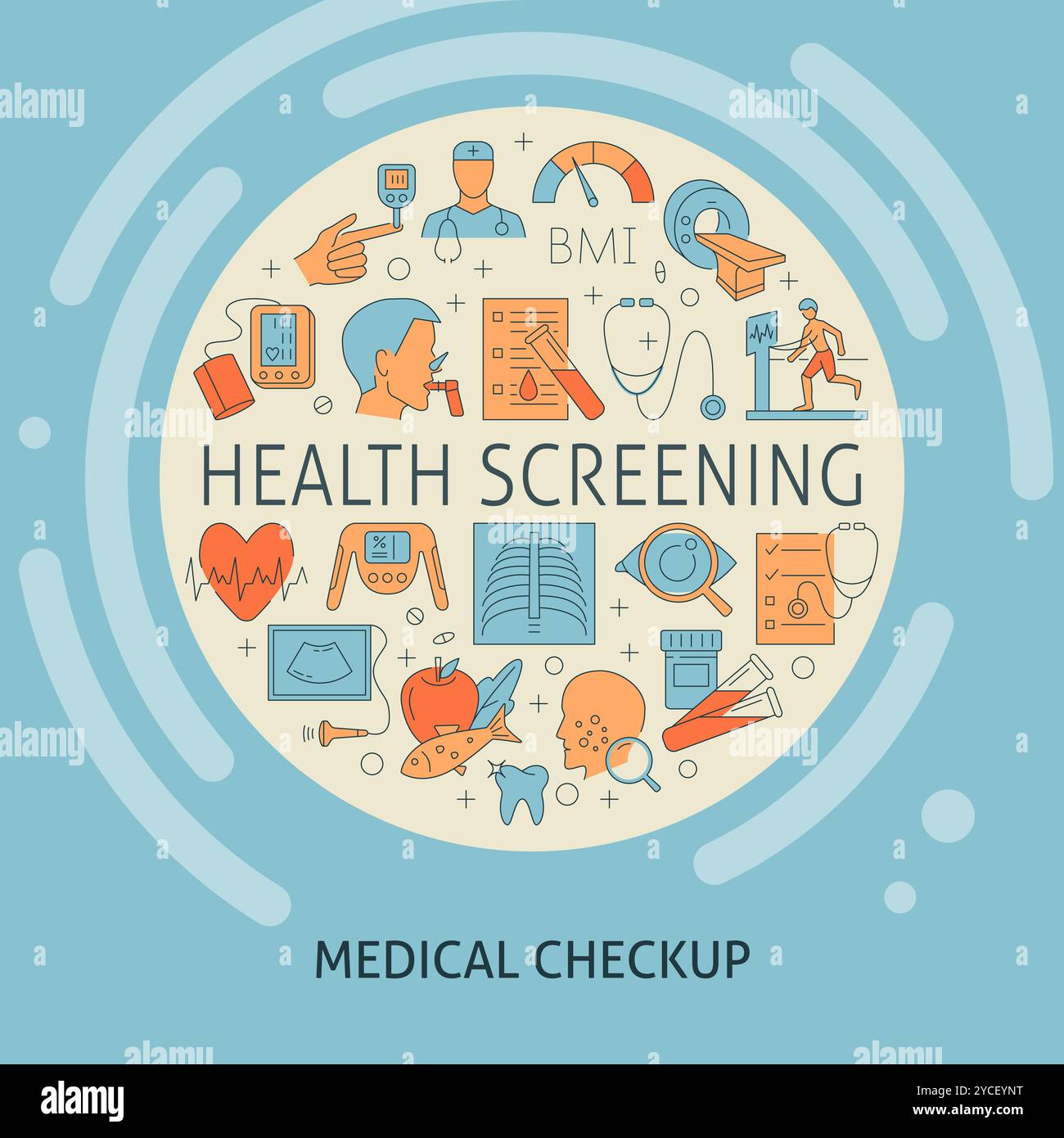 Health screening, medical checkup round poster. Banner with healthcare ...