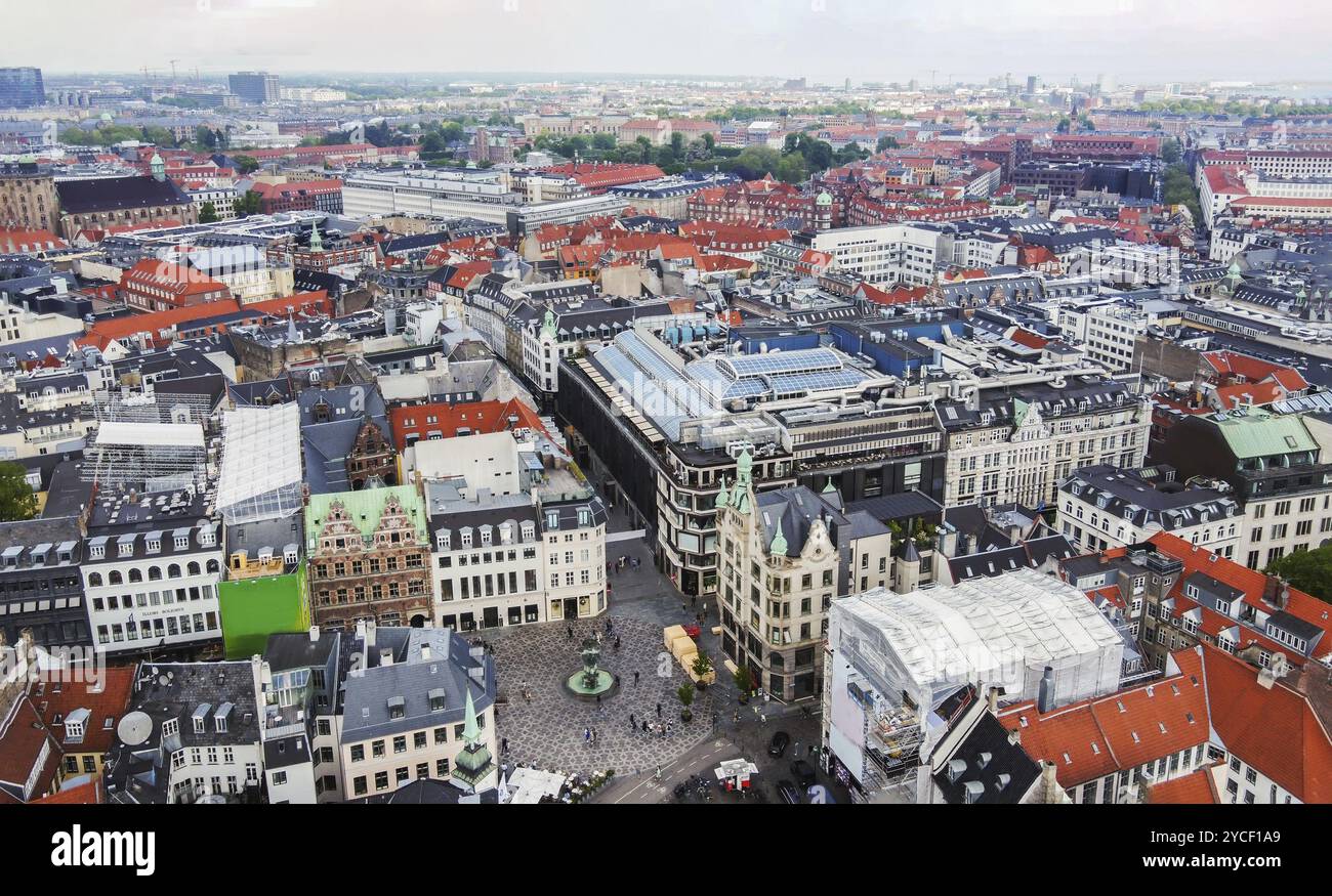 Aerial view on Caritas fountain of Statius Otto (town square) and ...