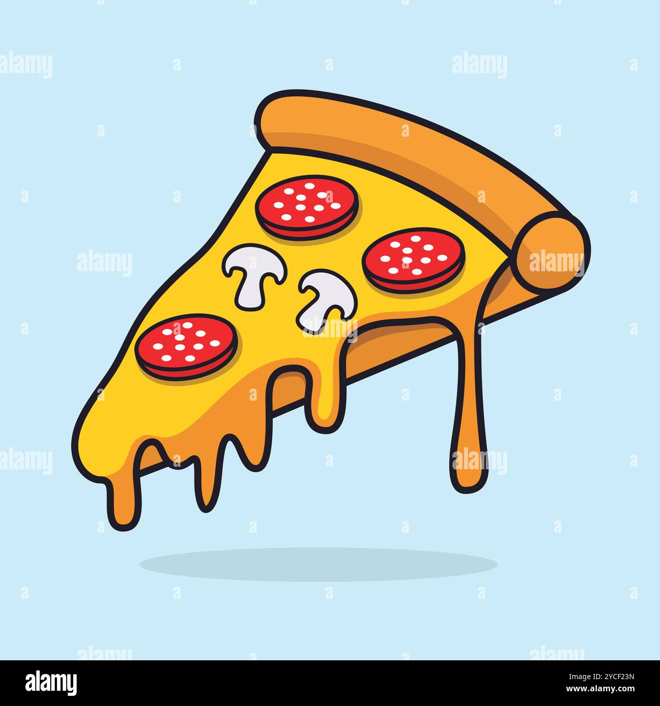 Adorable Pizza Cartoon Icon Vector Illustration - Fast Food Concept in ...