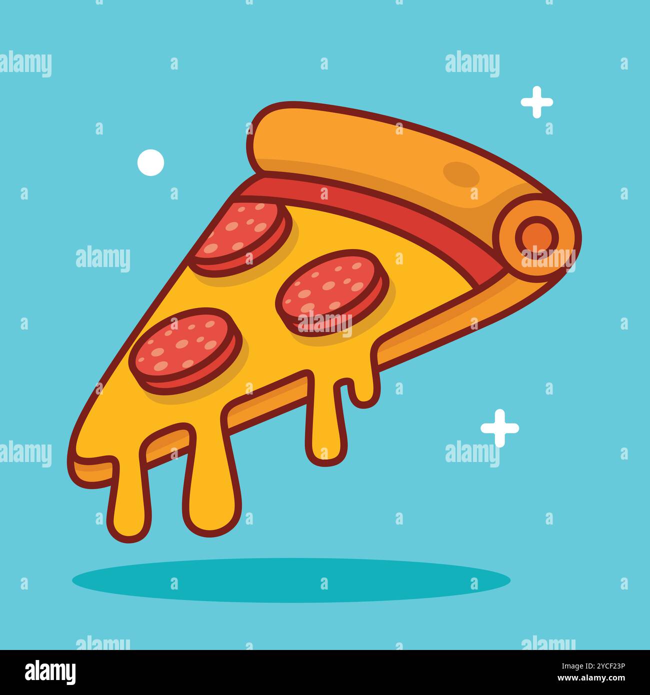 Adorable Pizza Cartoon Icon Vector Illustration - Fast Food Concept in ...