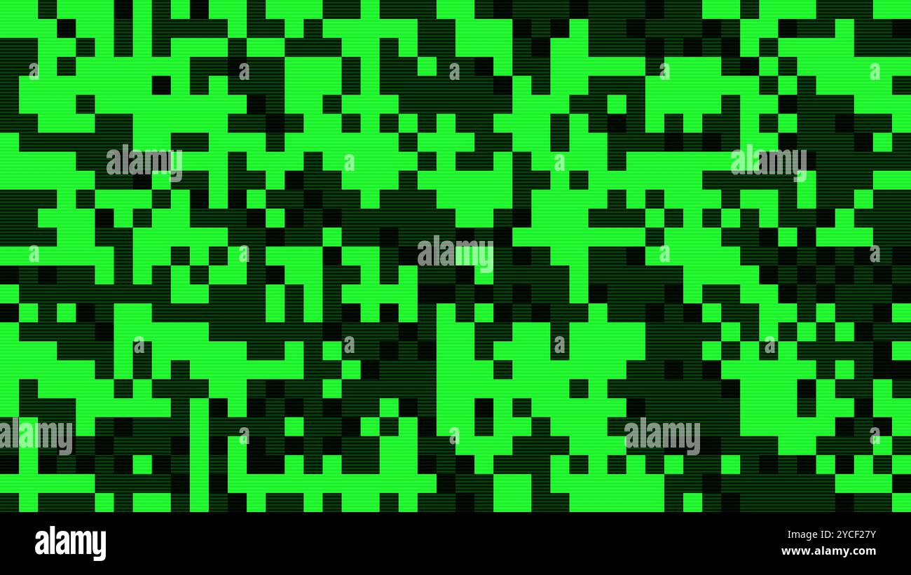 Abstract neon green noise square pixel texture video screen pattern ...