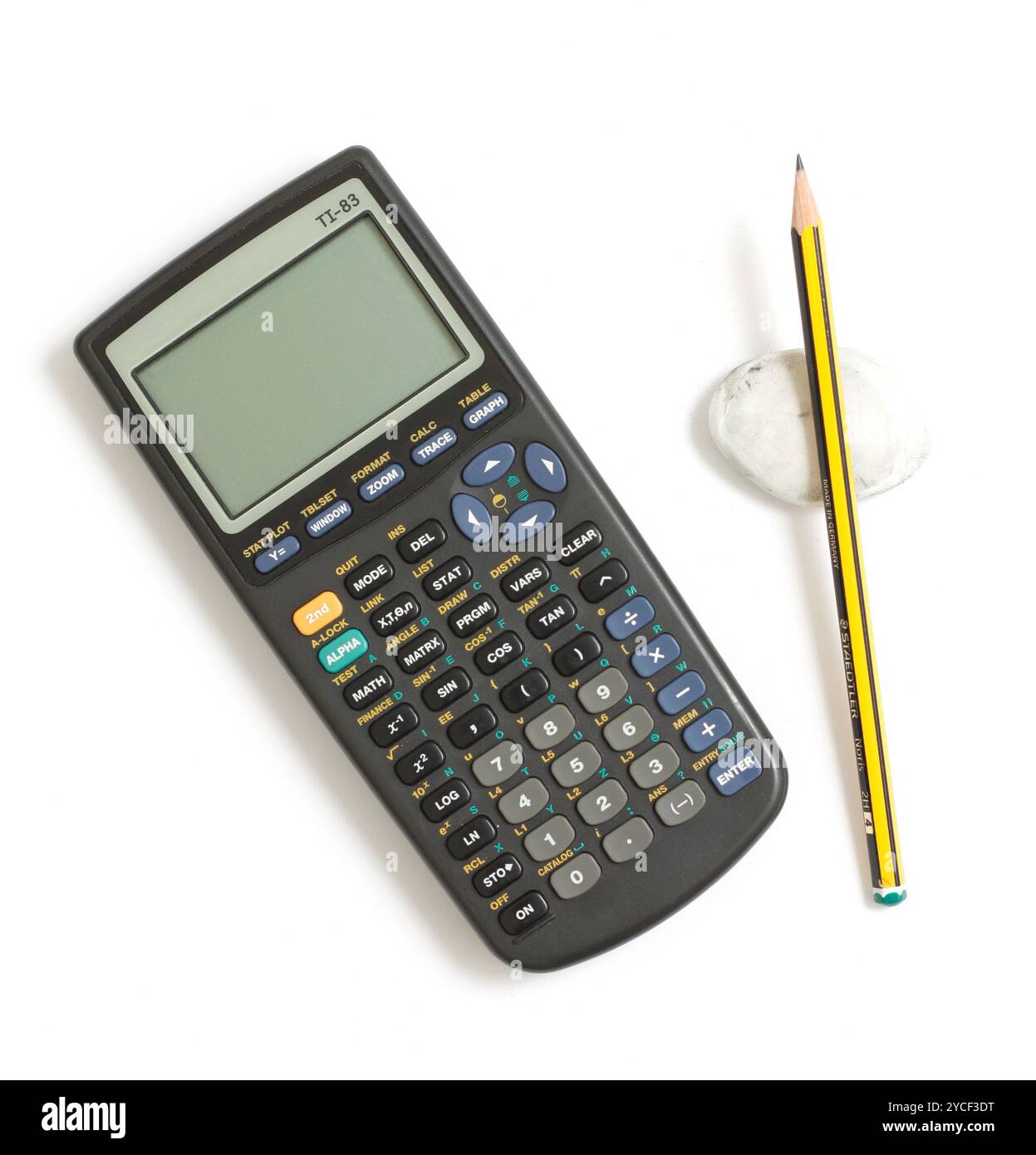 Calculator and pencil Stock Photo - Alamy