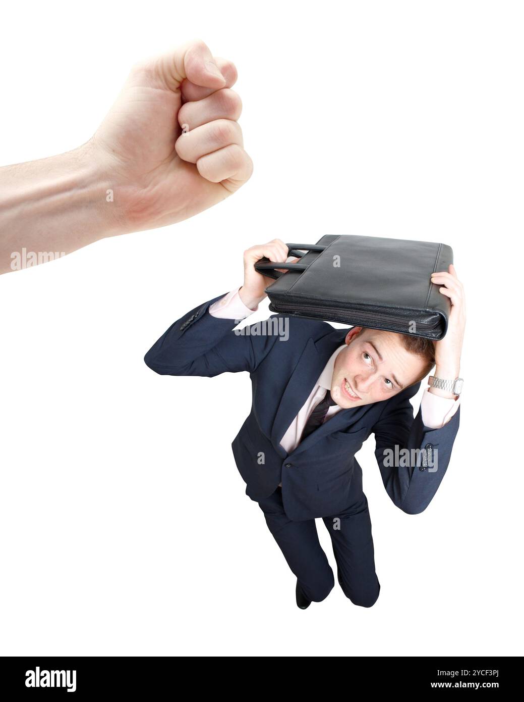 Scared business man Stock Photo - Alamy
