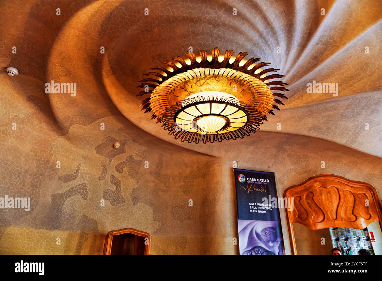 BARCELONA, SPAIN - SEPT 04, 2014: Interior and inner chambers Gaudi's ...