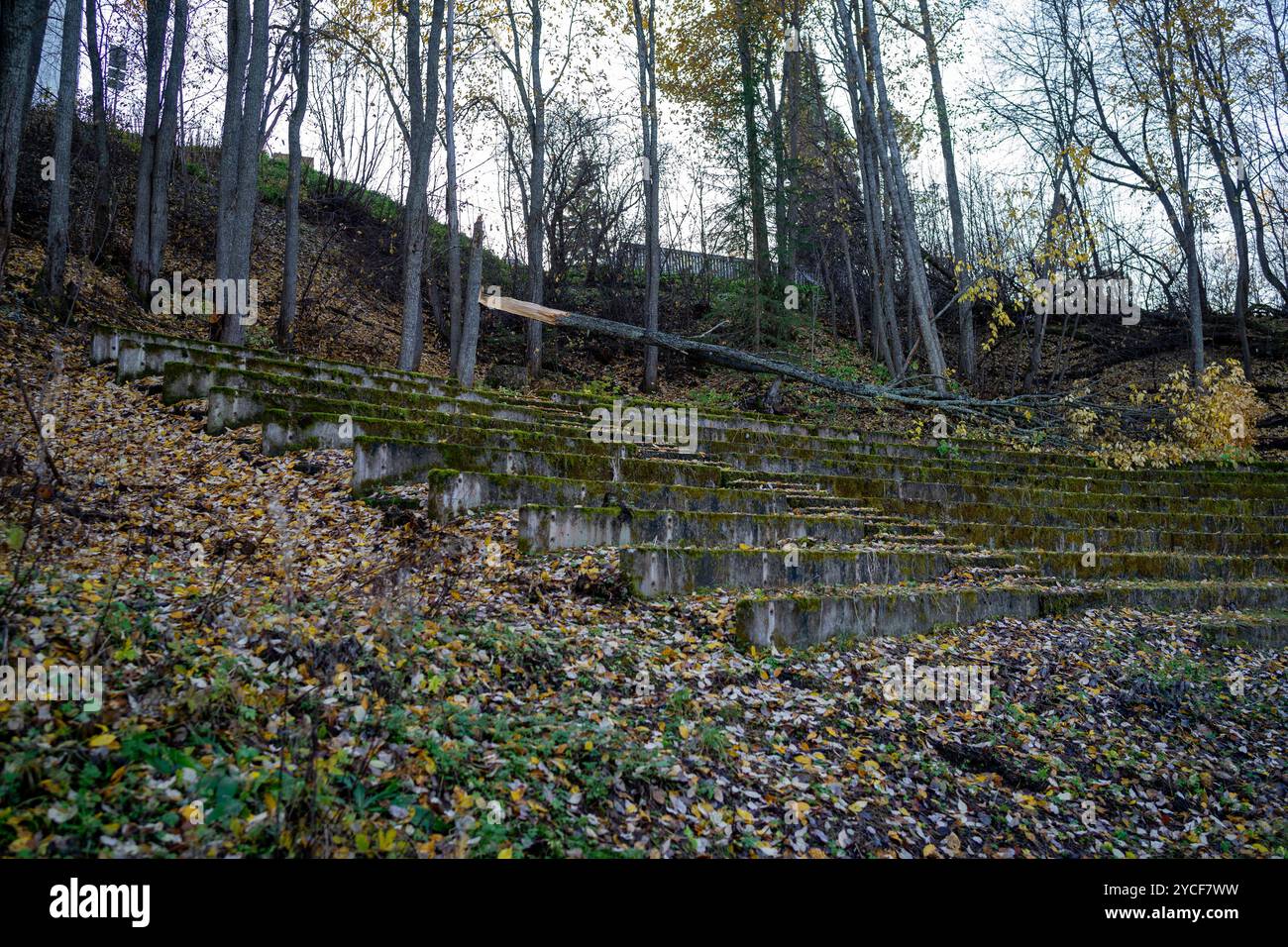 Mossy old amphitheater by the riverside in Kajaani Stock Photo - Alamy