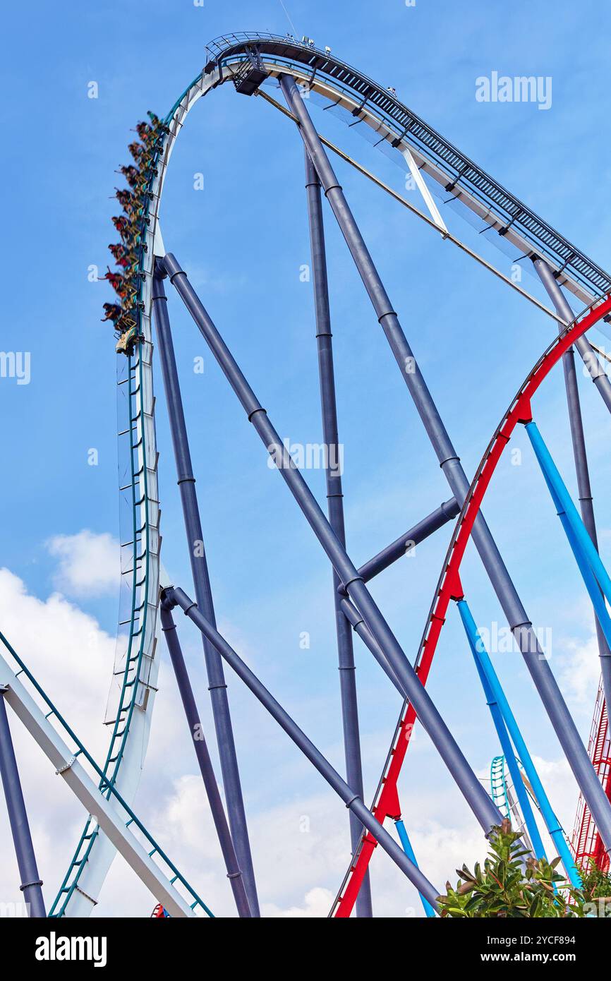 Roller Coaster in funny amusement park Stock Photo - Alamy