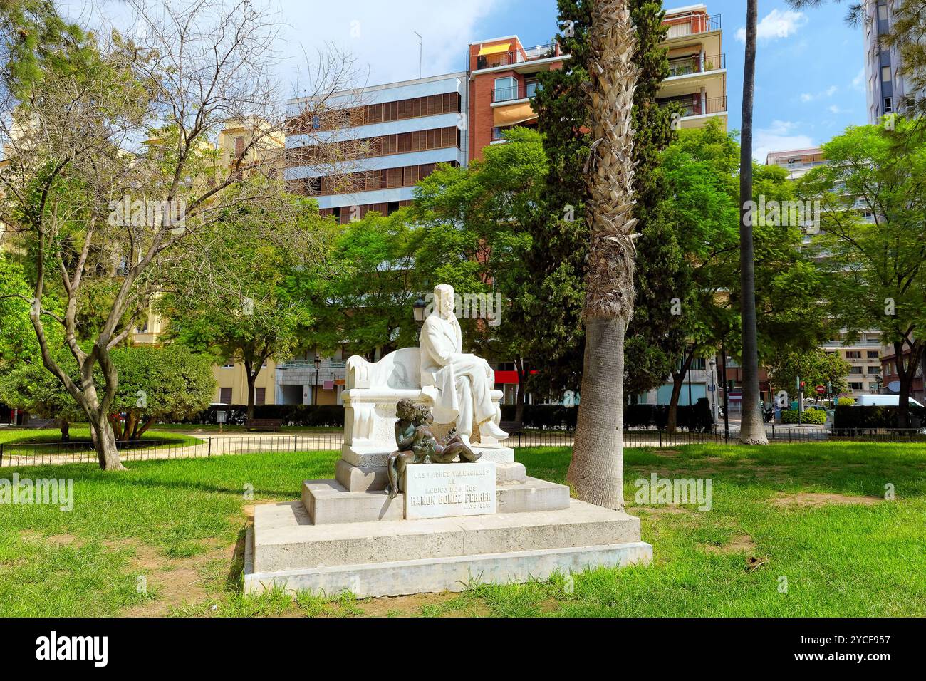 Statue in park of Valencia -for Ramon Gomez Ferrer Stock Photo - Alamy