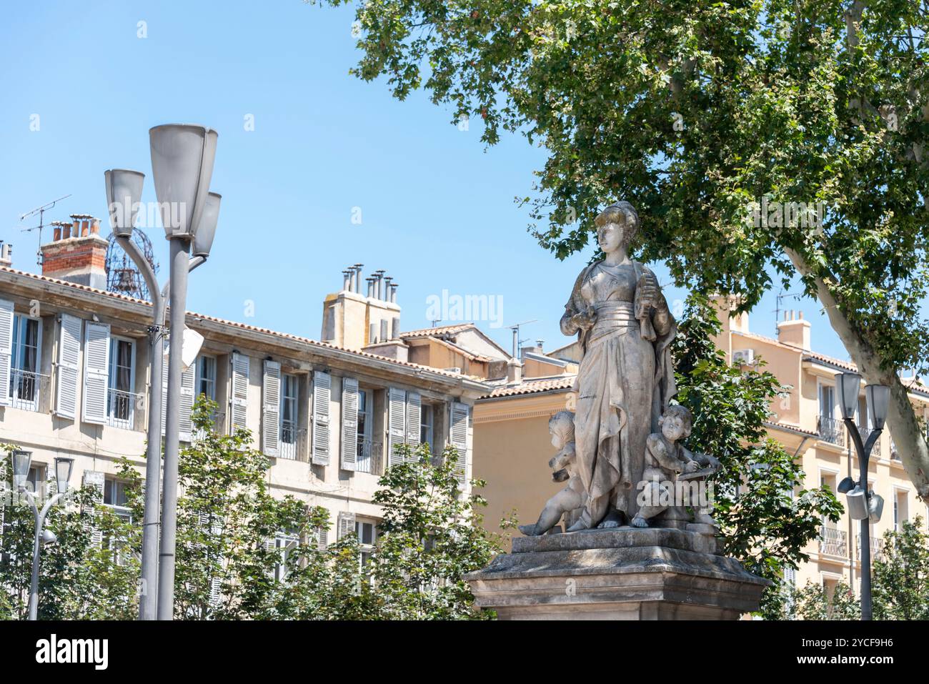 Historical figure, behind it a window with wooden shutters, Aix-en ...