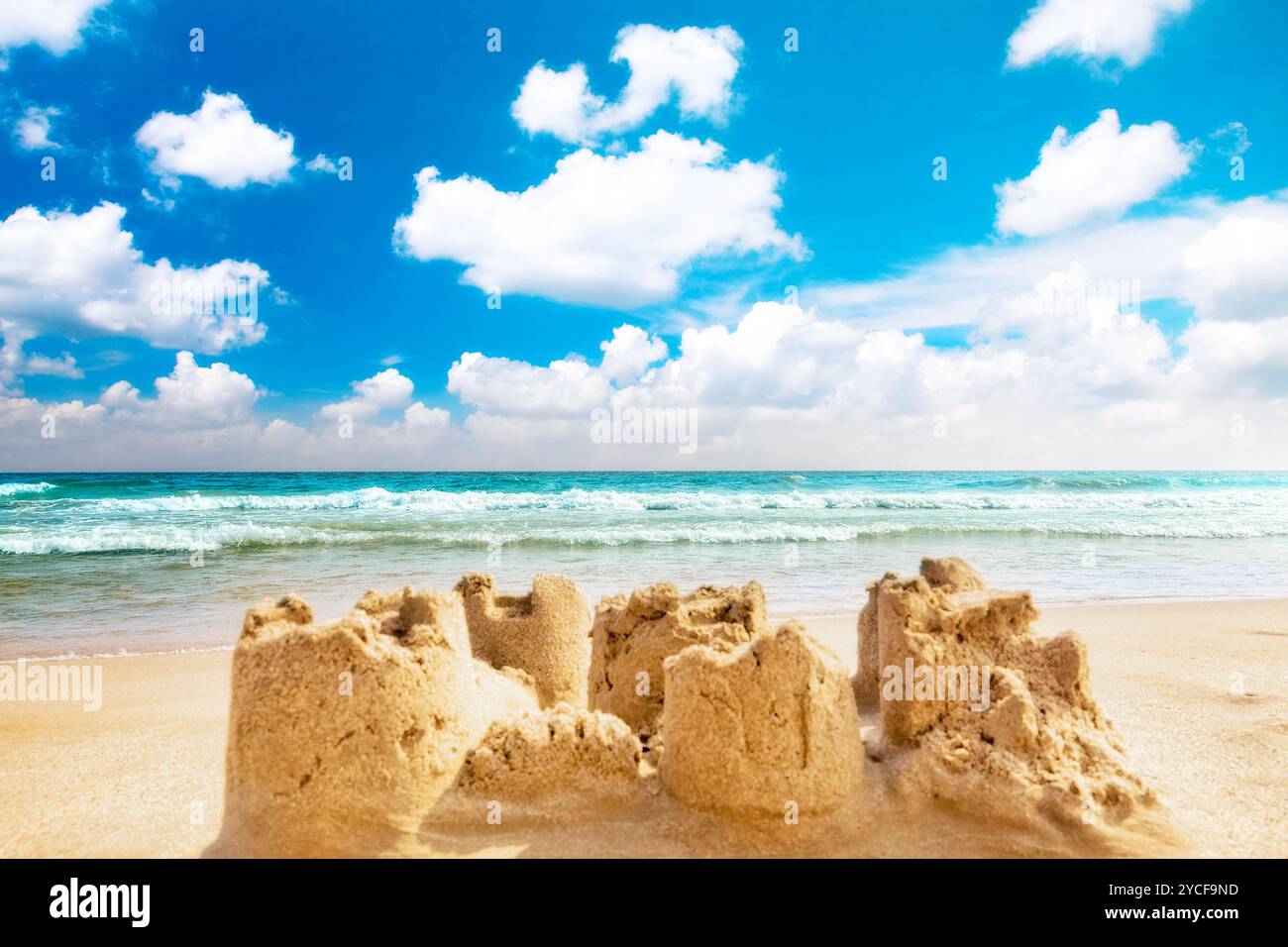 Destroyed sand castle on a beach. Spain Stock Photo - Alamy