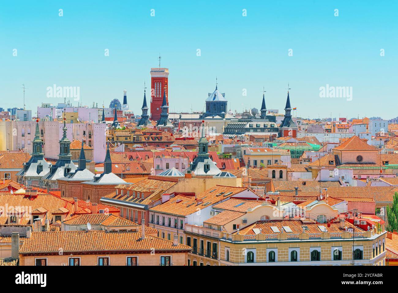View of the capital of Spain-beautiful city Madrid from a bird's eye ...