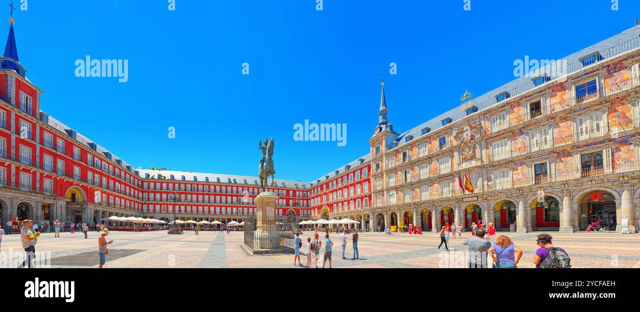 Madrid, Spain - June 05, 2017 : Plaza Mayor (English- Main Square) with ...