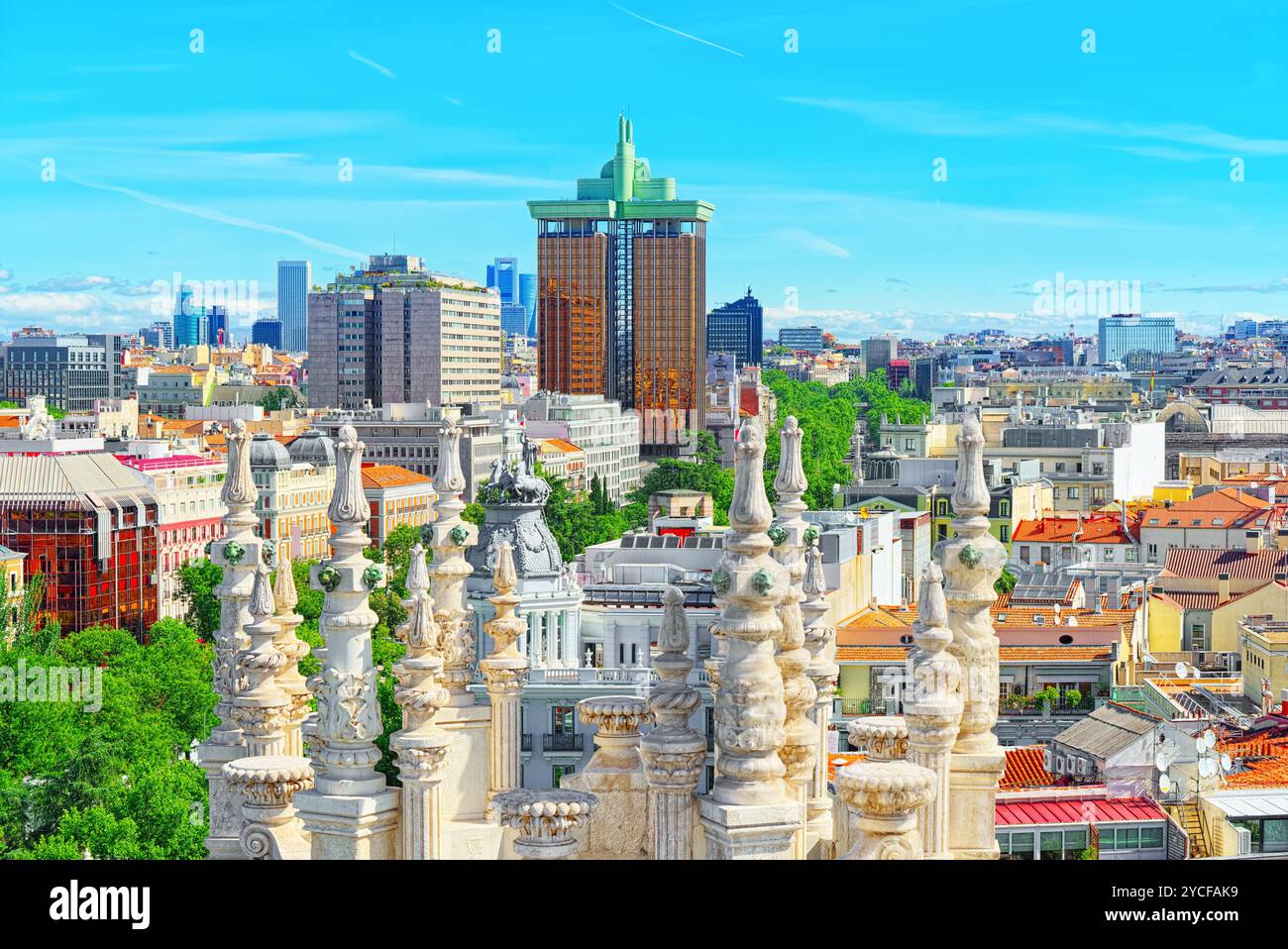 Panoramic view from above on the capital of Spain- the city of Madrid ...