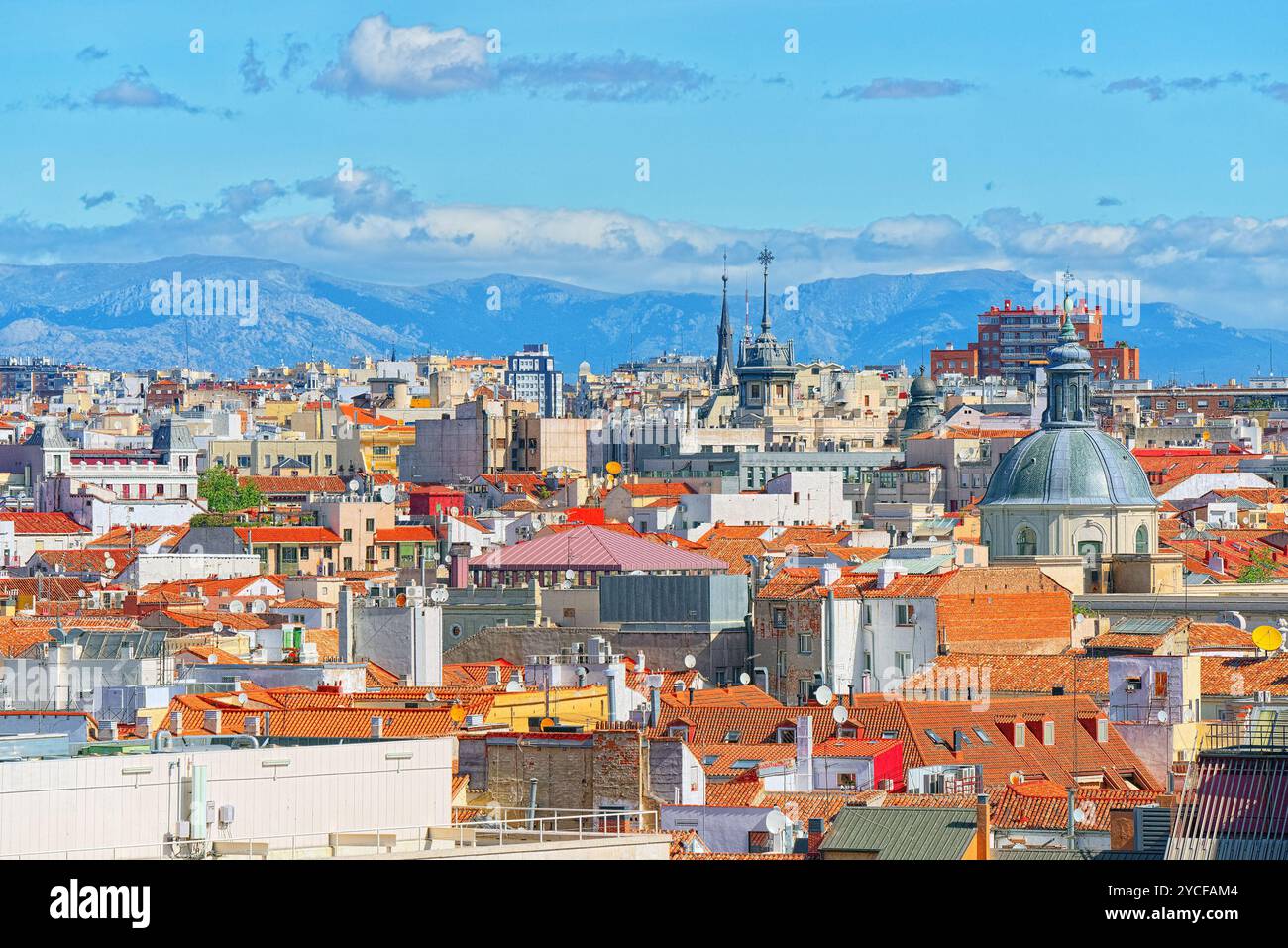 Panoramic view from above on the capital of Spain- the city of Madrid ...