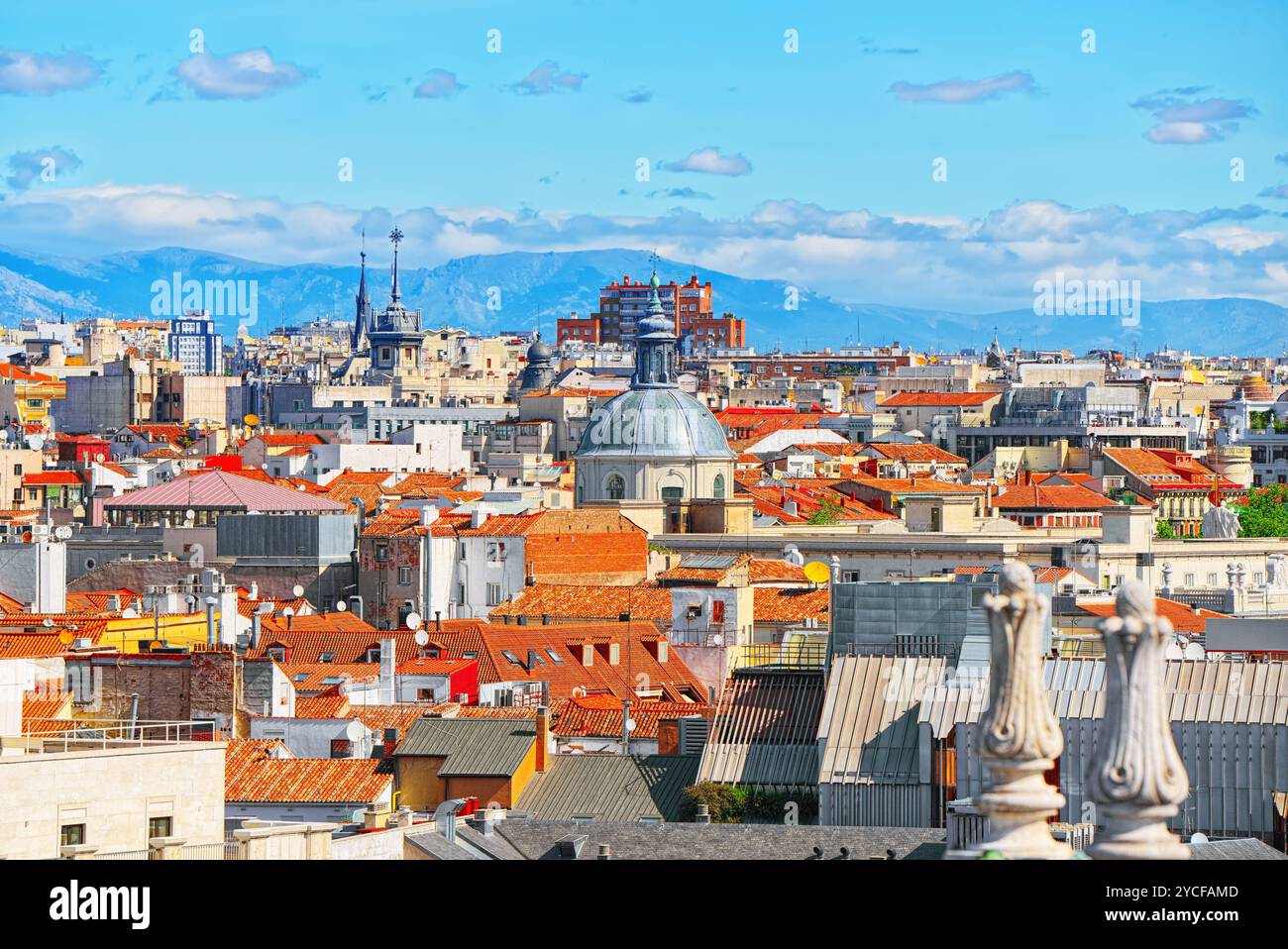 Panoramic view from above on the capital of Spain- the city of Madrid ...