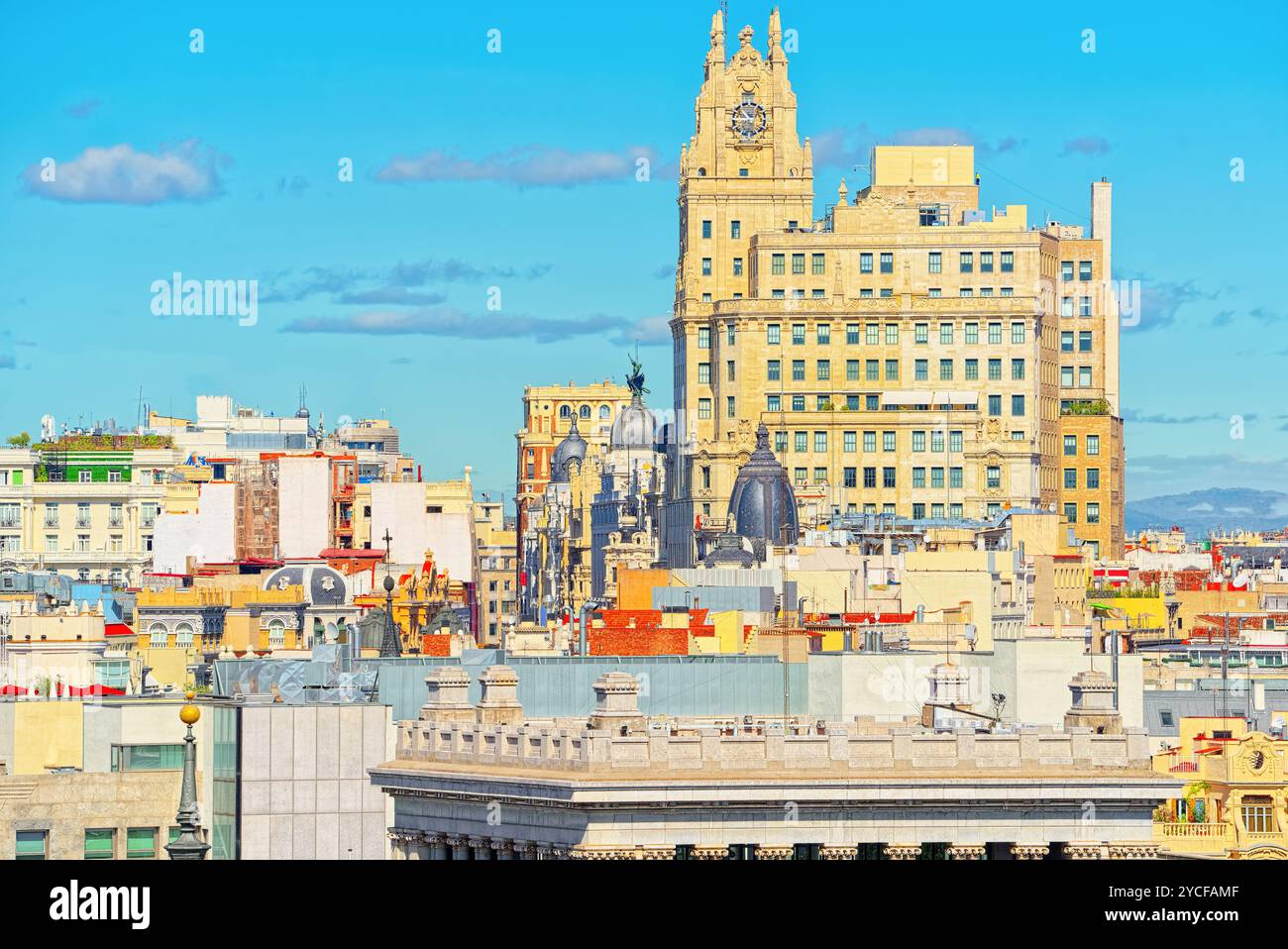 Panoramic view from above on the capital of Spain- the city of Madrid ...