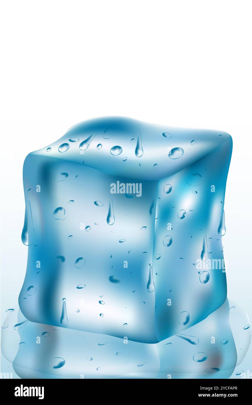 illustration of melted ice cube on isolated background Stock Photo - Alamy