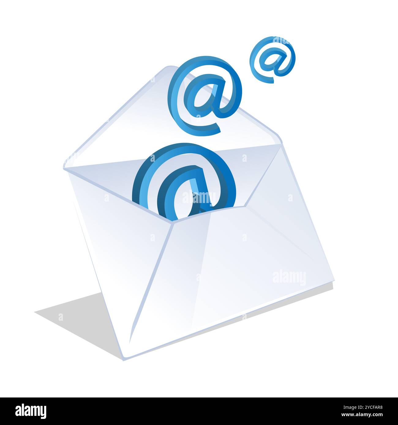 illustration of email icon coming out of open envelope on an isolated ...