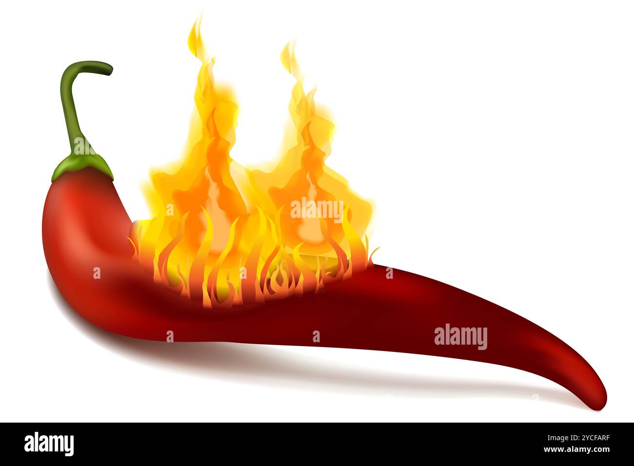 vector illustration of hot red chilli pepper with flame Stock Photo - Alamy