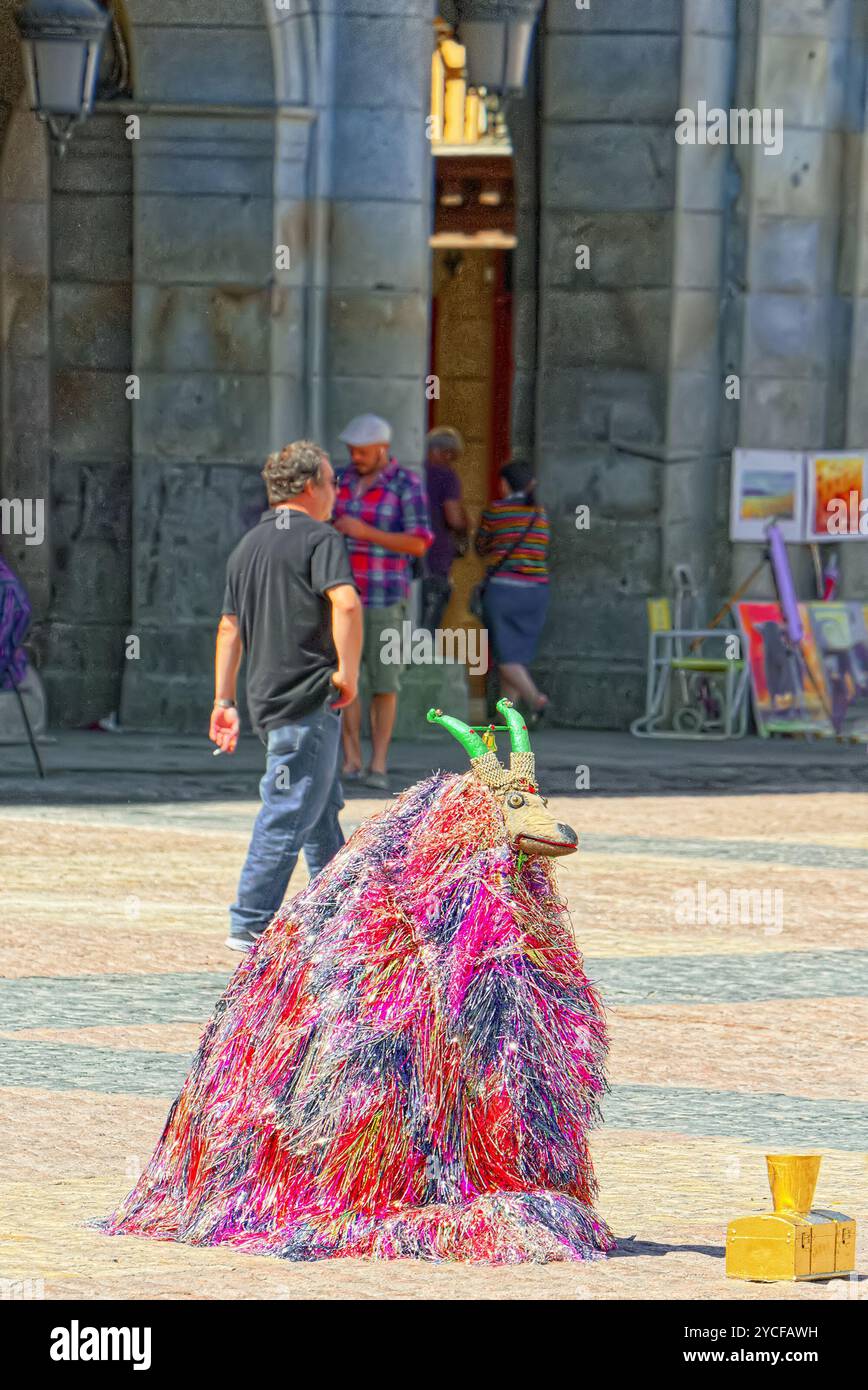 Madrid, Spain- June 06,2017: Performance artist- Sparkling Goat on ...