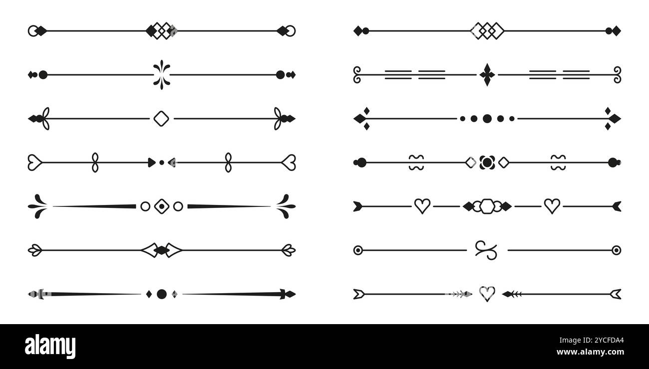 Vintage Line Dividers Set. Ornamental Design Elements. Border ...