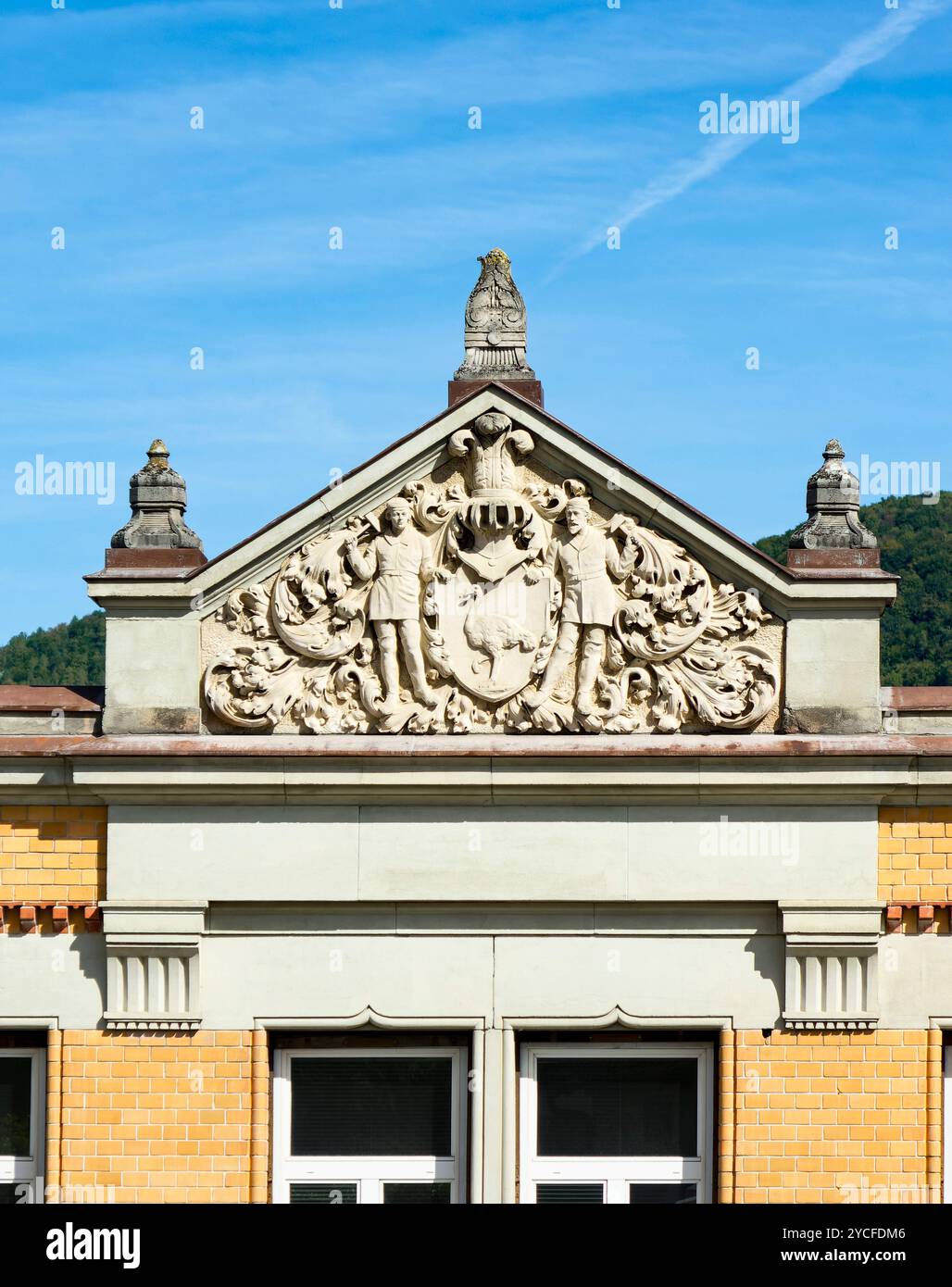 Germany, Baden-Württemberg, Dettingen an der Erms, coat of arms gable ...