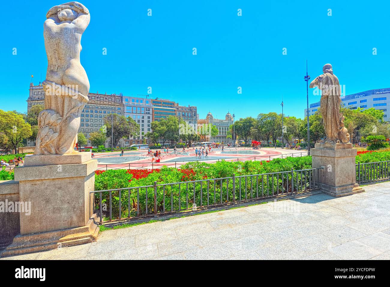 Barcelona, Spain - June 12, 2017 : Central famous square of Barcelona ...
