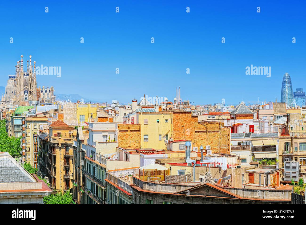 Panorama of the center of Barcelona, the capital of the Autonomy of ...