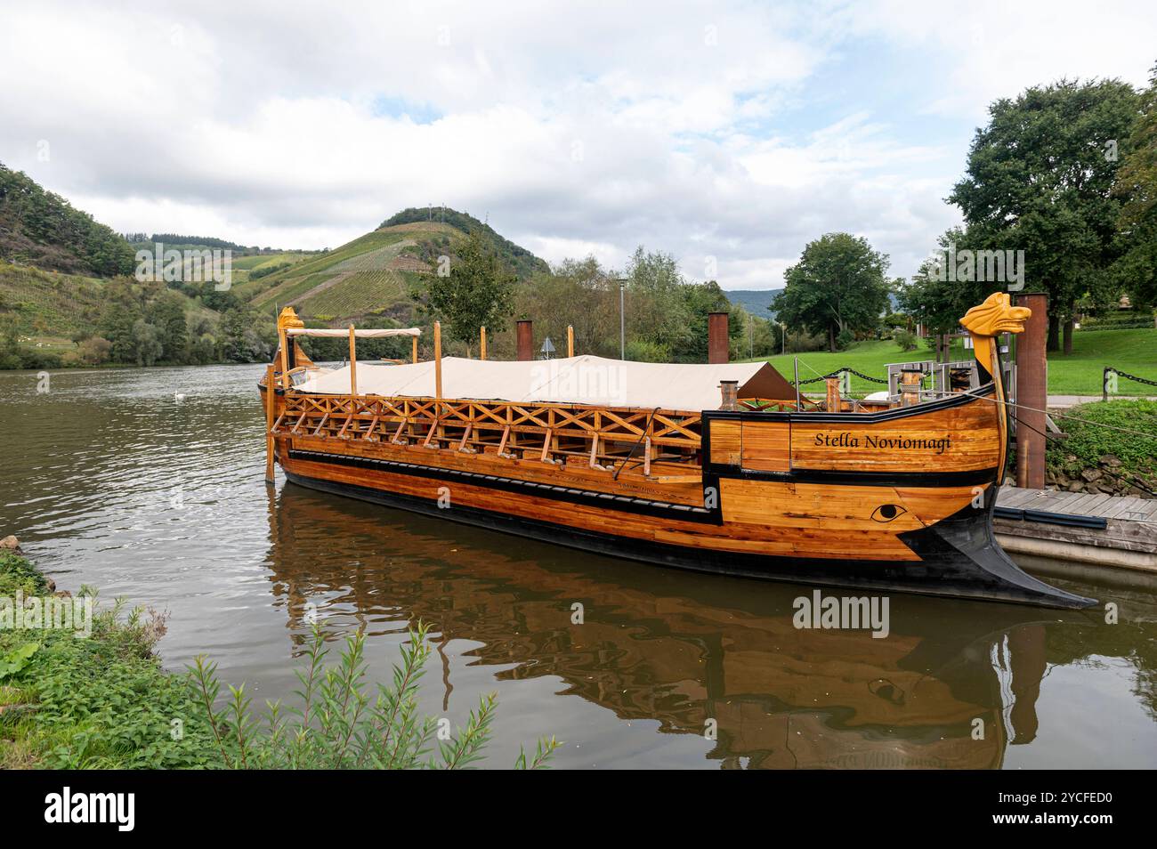 Neumagen Germany 4th October 2024. Replica of a Roman galley based on a ...